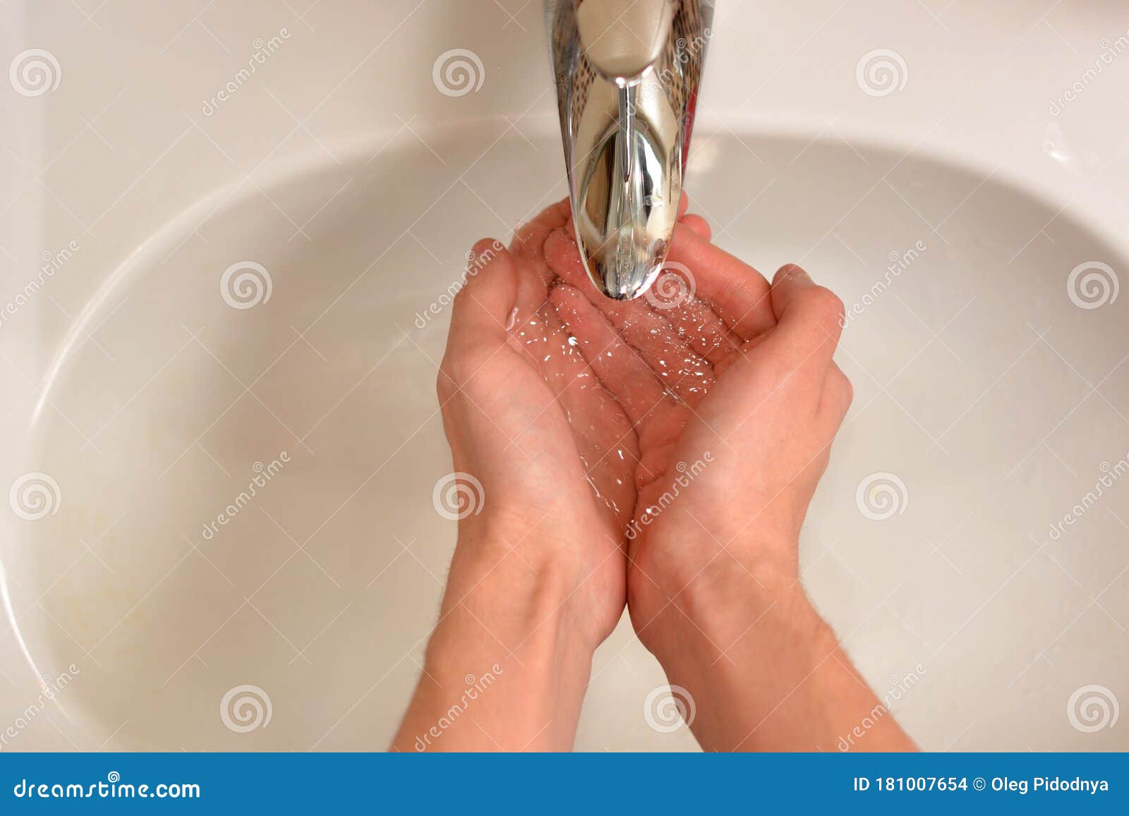 Hands Being Washed Scrubbed And Rinsed Using Disinfectant Soap For ...