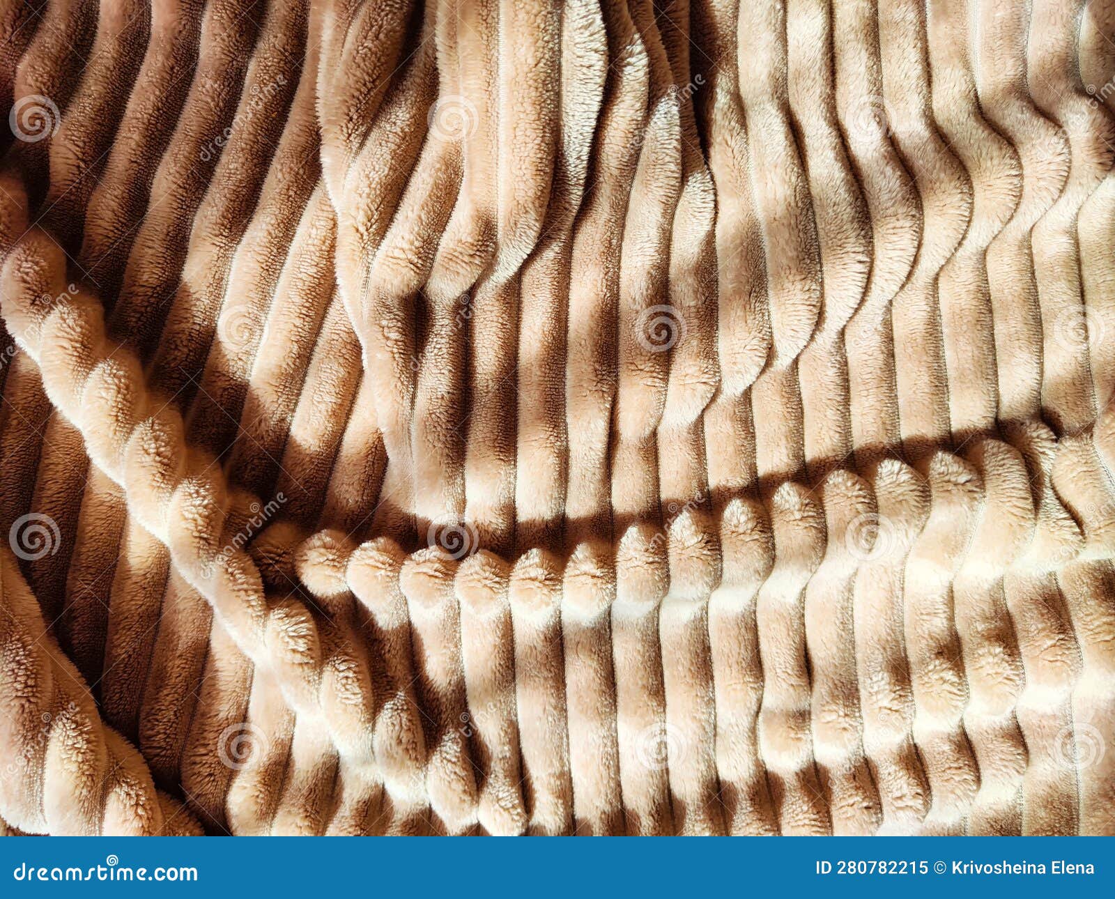 Closeup Soft, Fluffy Sleeping Beige Blanket or Plaid. Crumpled Fabric ...