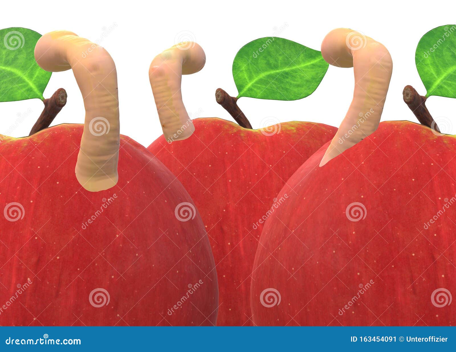 Closeup of Some Red Apples Infested with Worms Against a White Backdrop ...