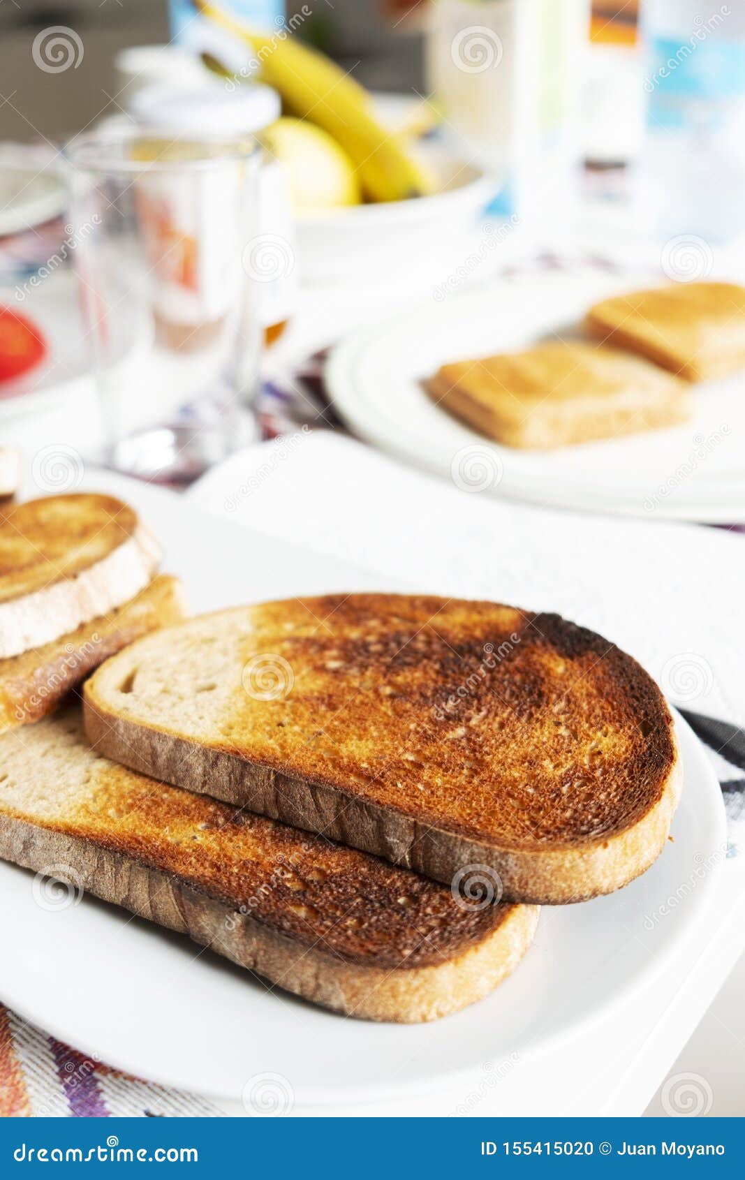 Toasts on a Table Set for Breakfast or Dinner Stock Photo - Image of ...