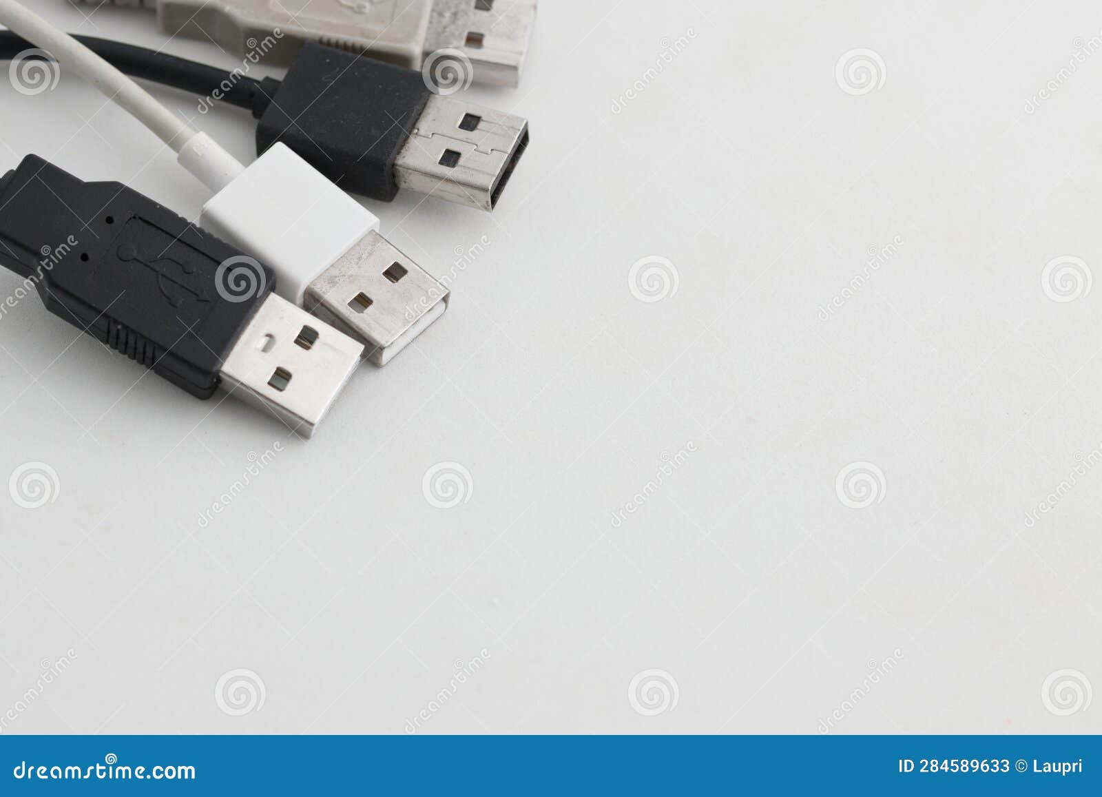 Closeup of Some Usb Connectors on Neutral Background with Copy Space ...