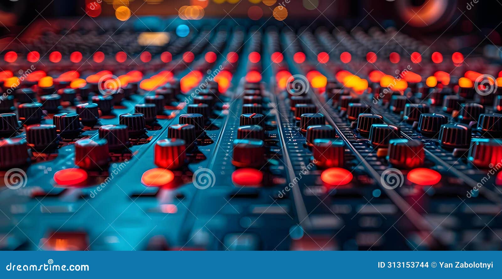 Closeup of a Sound Control Music Mixer in a Recording Studio Featuring ...