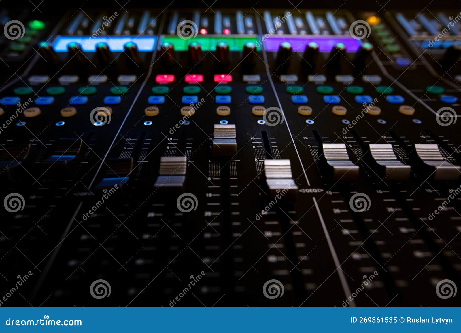 Closeup of Sound Control Panel Stock Image - Image of performance ...