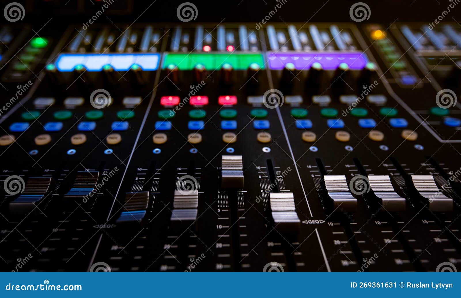Closeup of Sound Control Panel Stock Image - Image of amplifier, board ...