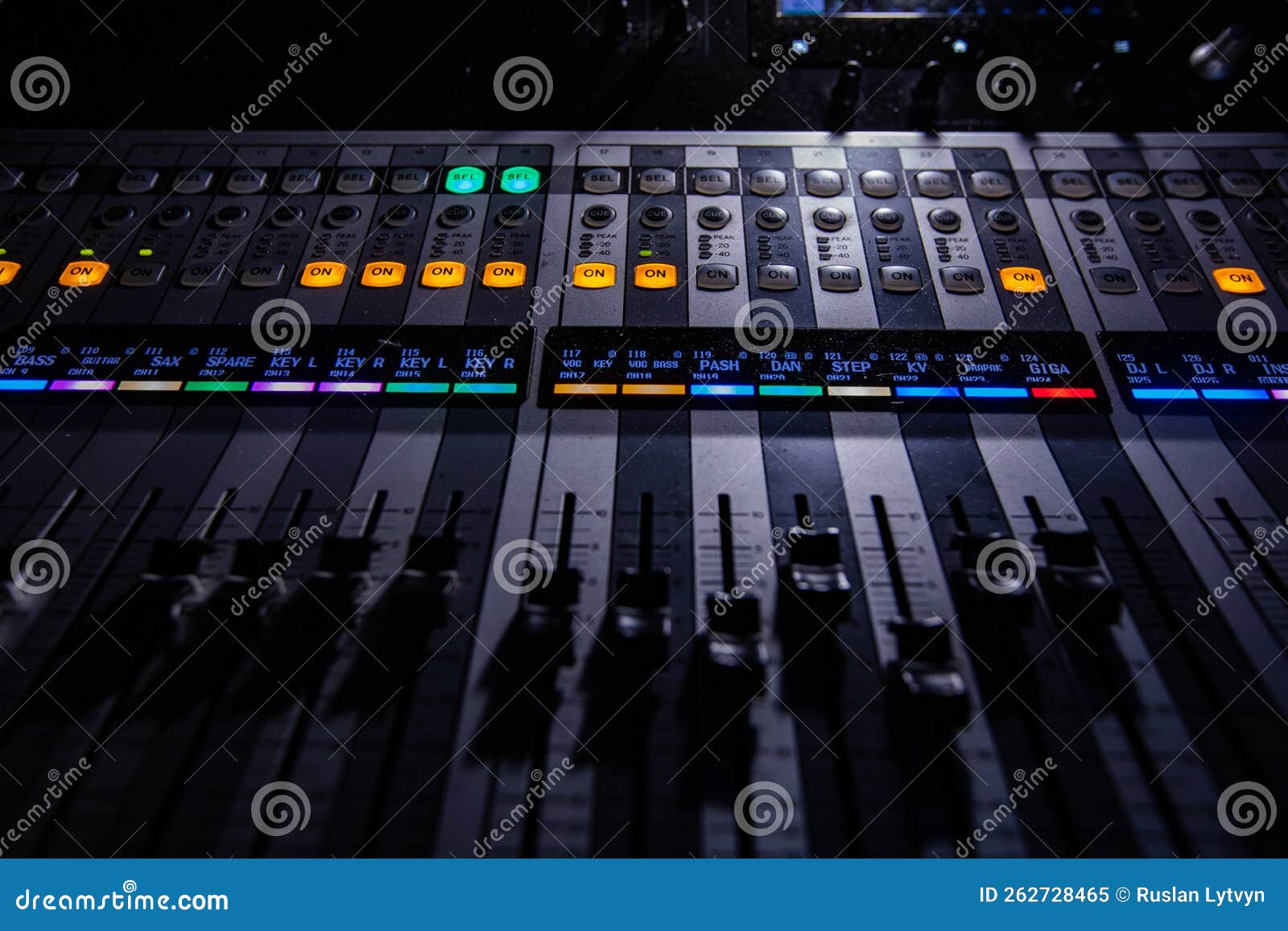 Closeup of Sound Control Panel Stock Image - Image of broadcast ...