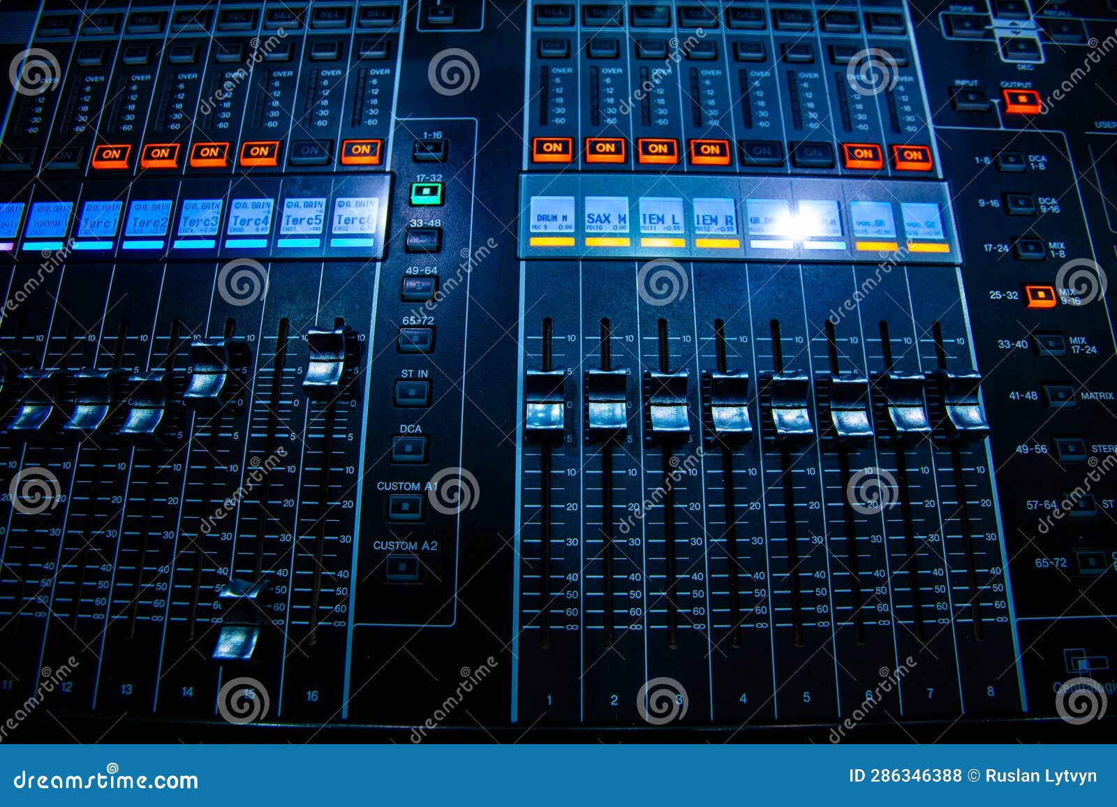 Closeup of Sound Control Panel Stock Illustration - Illustration of ...
