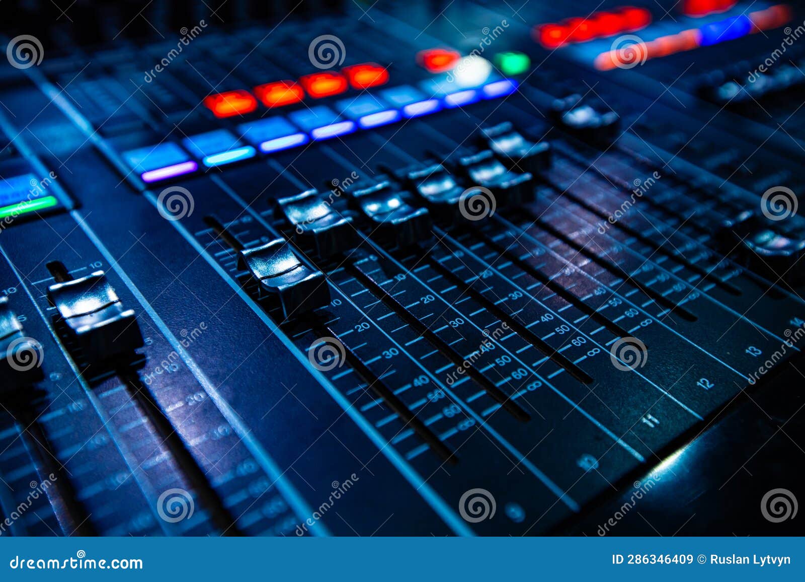 Closeup of Sound Control Panel Stock Image - Image of button, equipment ...