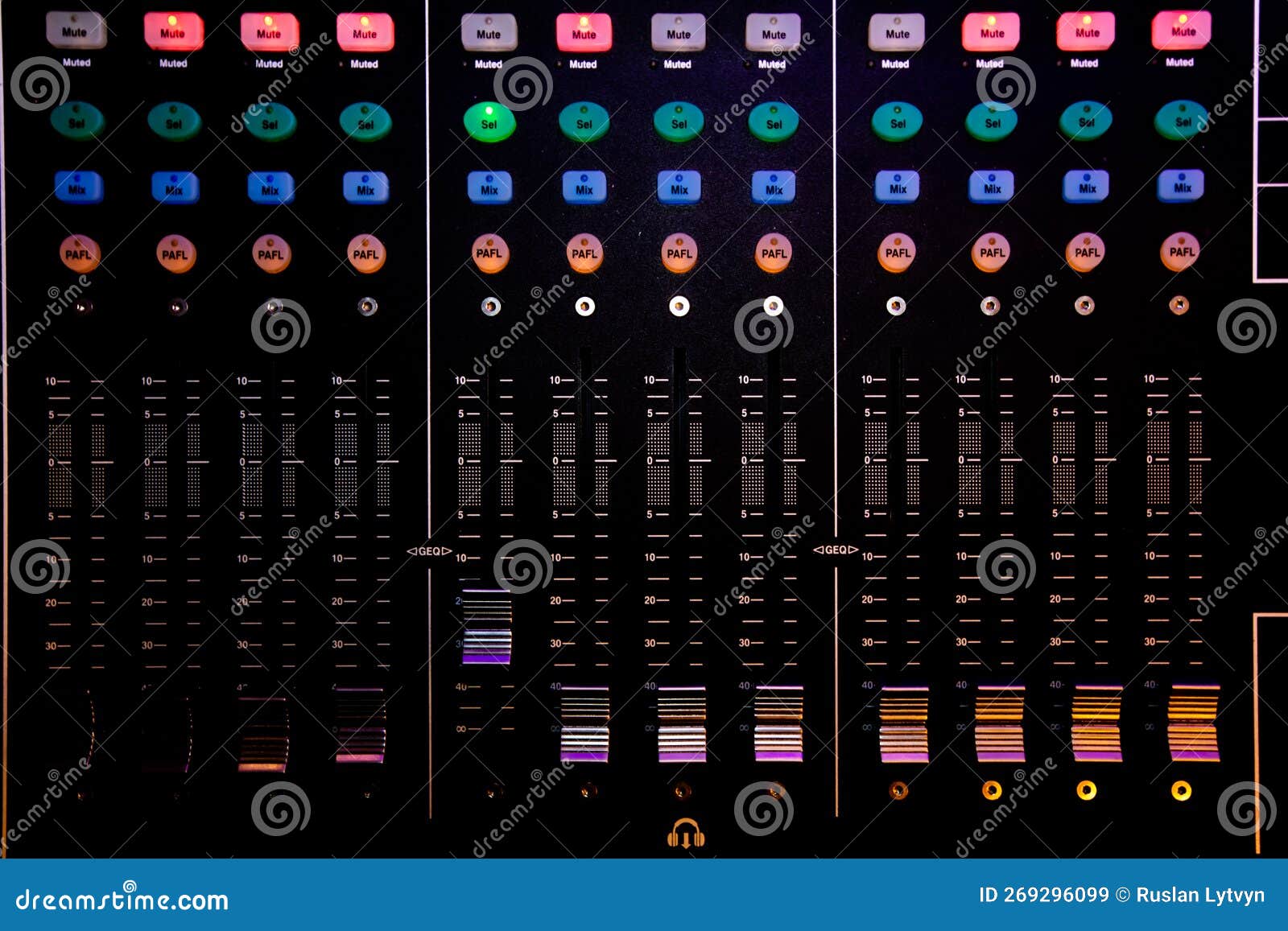 Closeup of Sound Control Panel Stock Image - Image of electricity ...