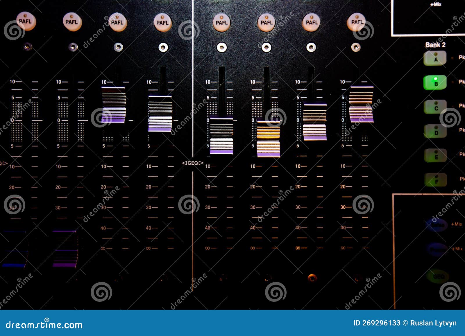 Closeup of Sound Control Panel Stock Image - Image of entertainment ...
