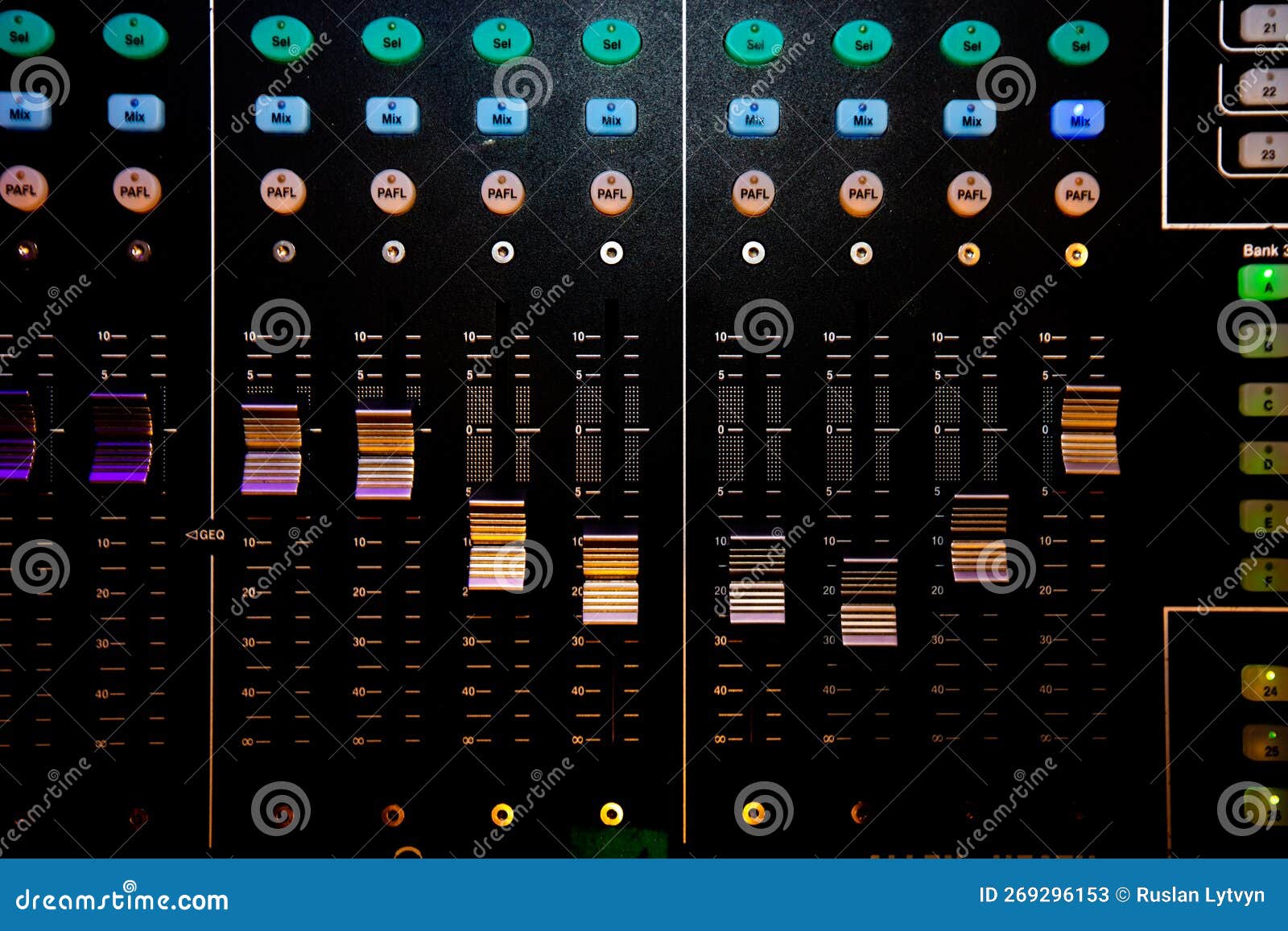 Closeup of Sound Control Panel Stock Image - Image of musical, mixing ...