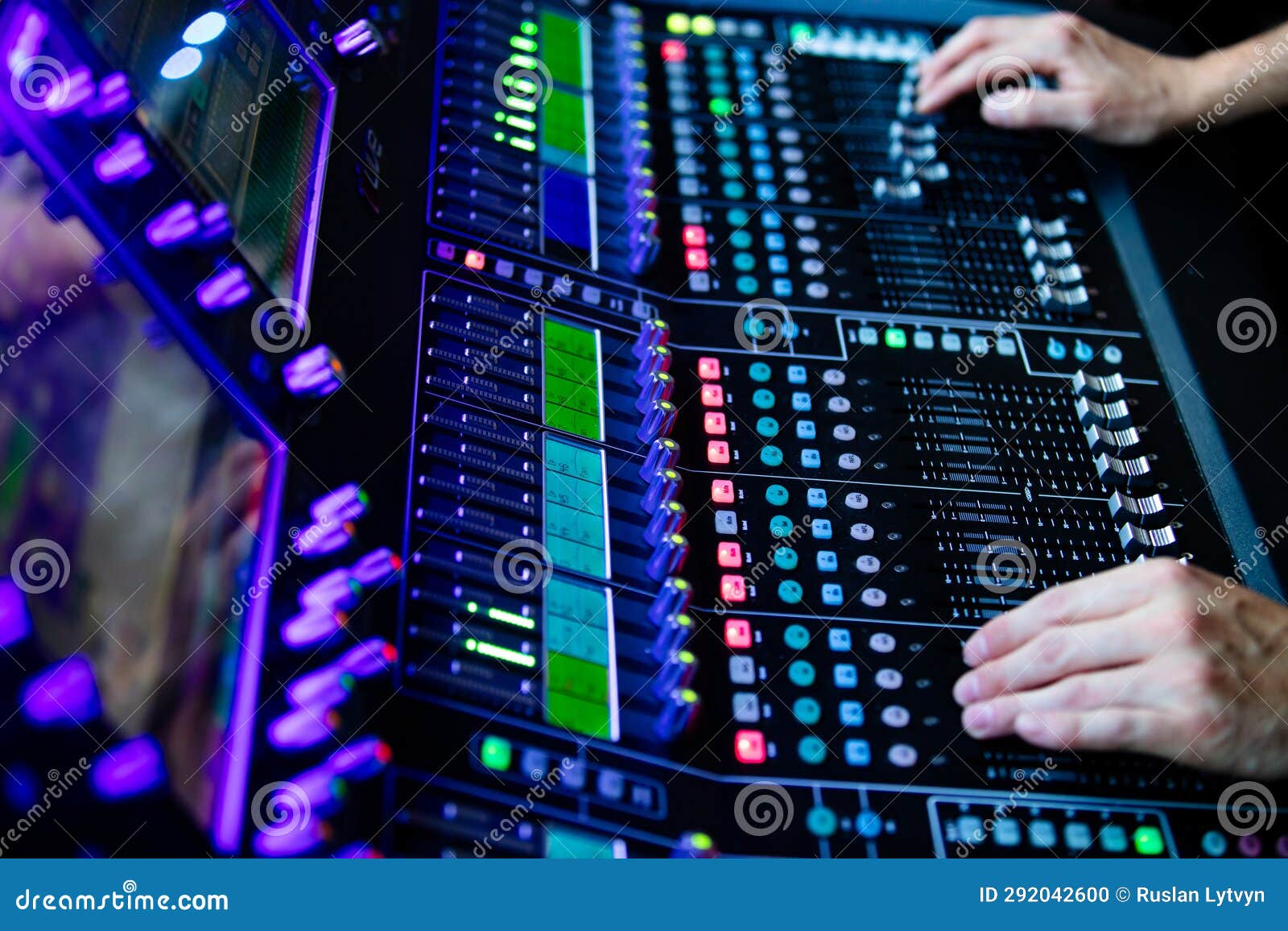 Closeup of Sound Control Panel Stock Photo - Image of level, background ...