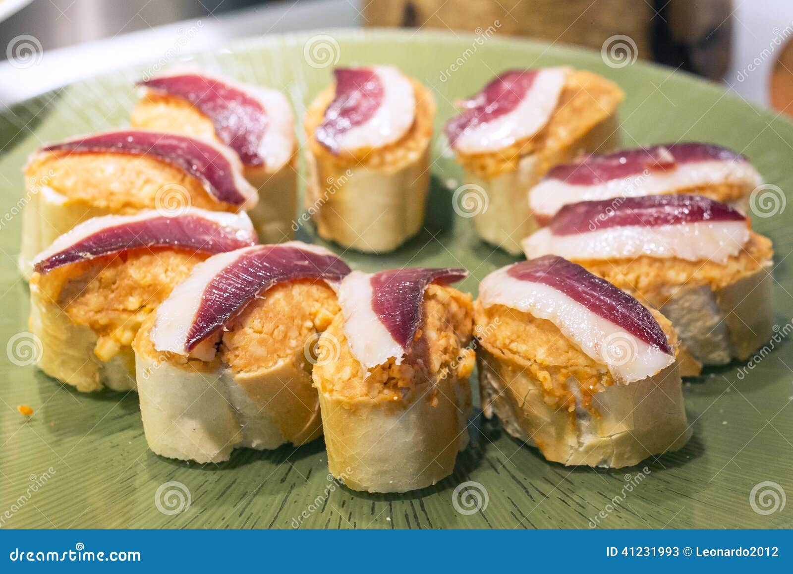 Closeup Spanish Tapas of Serrano Ham, Basque Cuisine. Stock Image ...