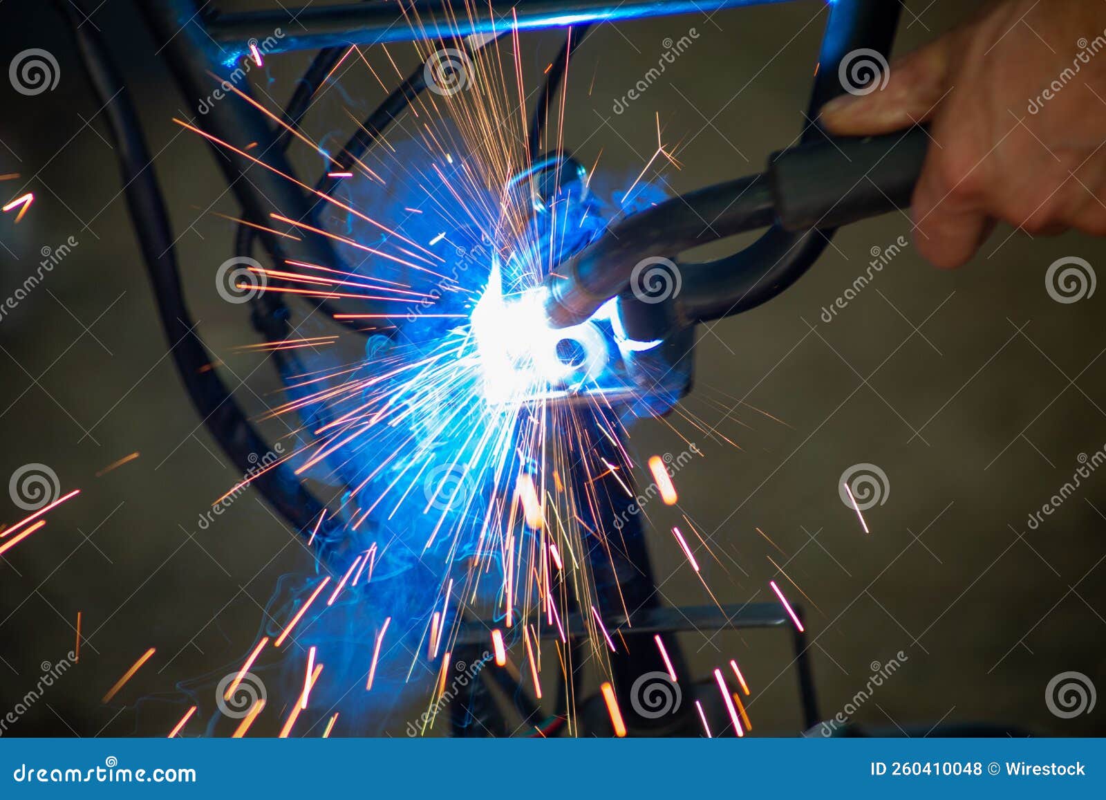 Sparks During Welding At The Production Process In Semi-automatic ...