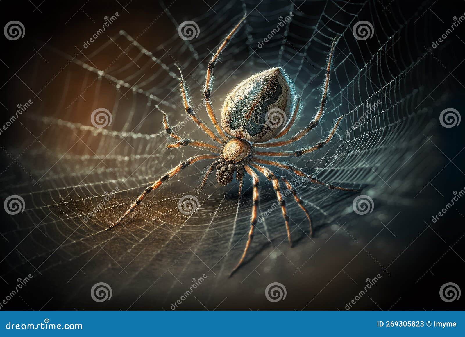 Spider on Cobweb. Generative AI. Stock Image - Image of strand, detail ...
