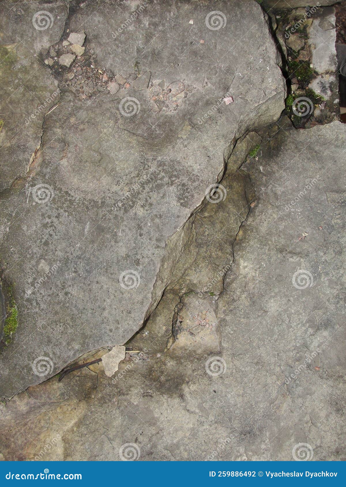 Closeup Split, Cracked Layers of Old Masonry, Limestone. Facing Plates ...