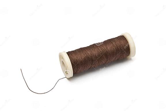 Closeup of a Spool of Brown Thread Isolated Stock Image - Image of ...