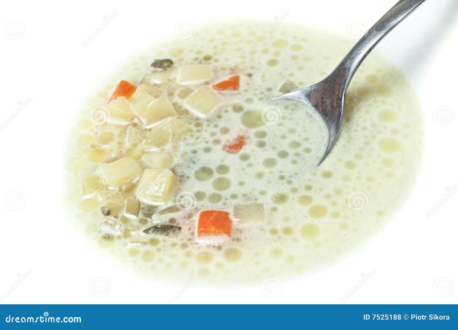 Closeup of spoon in soup stock photo. Image of shot, greasy - 7525188