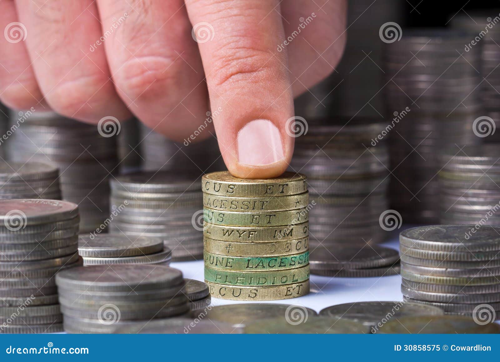 Closeup of Stack of British Pound Coins Stock Image - Image of ...