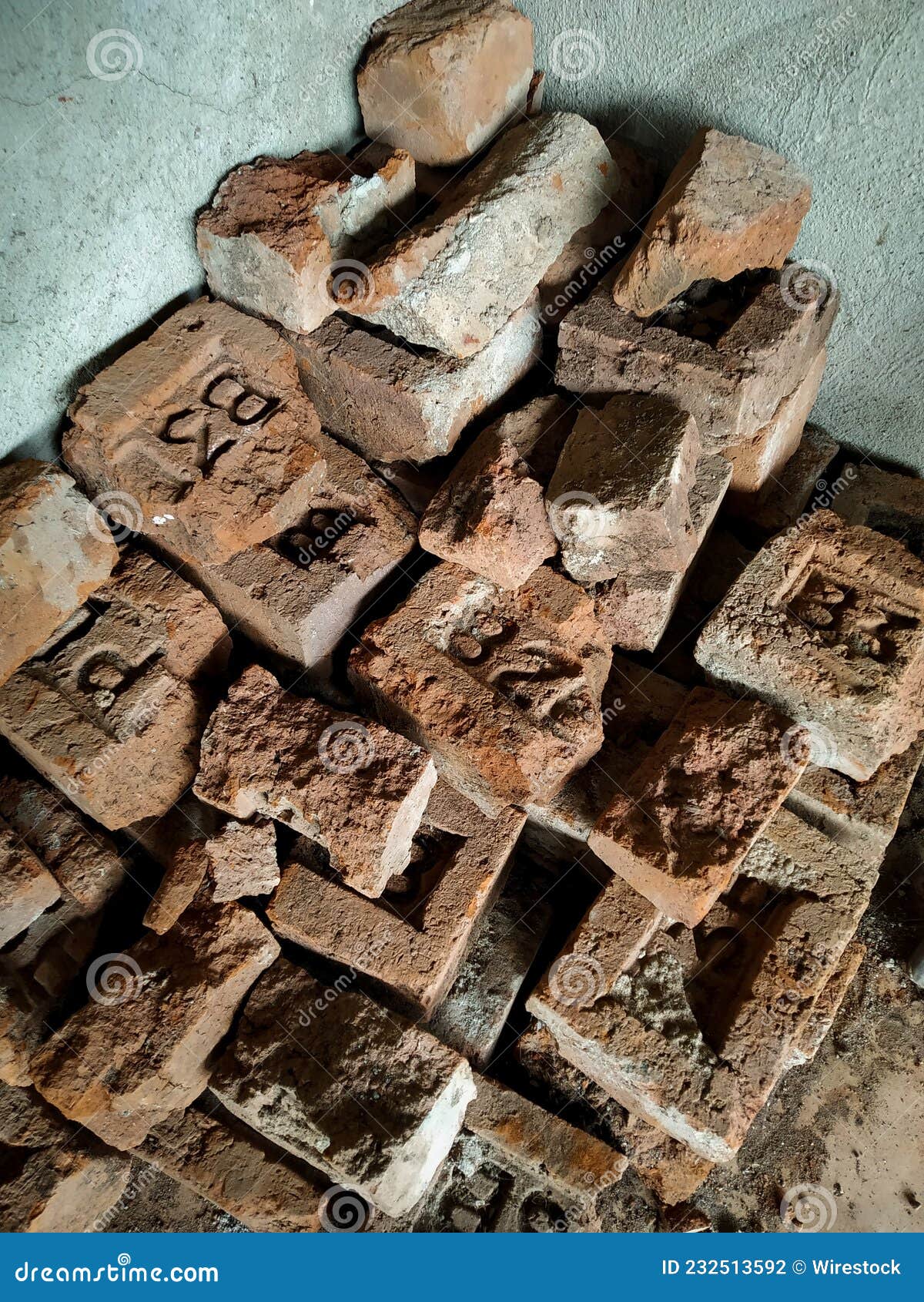 Closeup of a Stack of Broken Bricks Stock Photo - Image of abstract ...