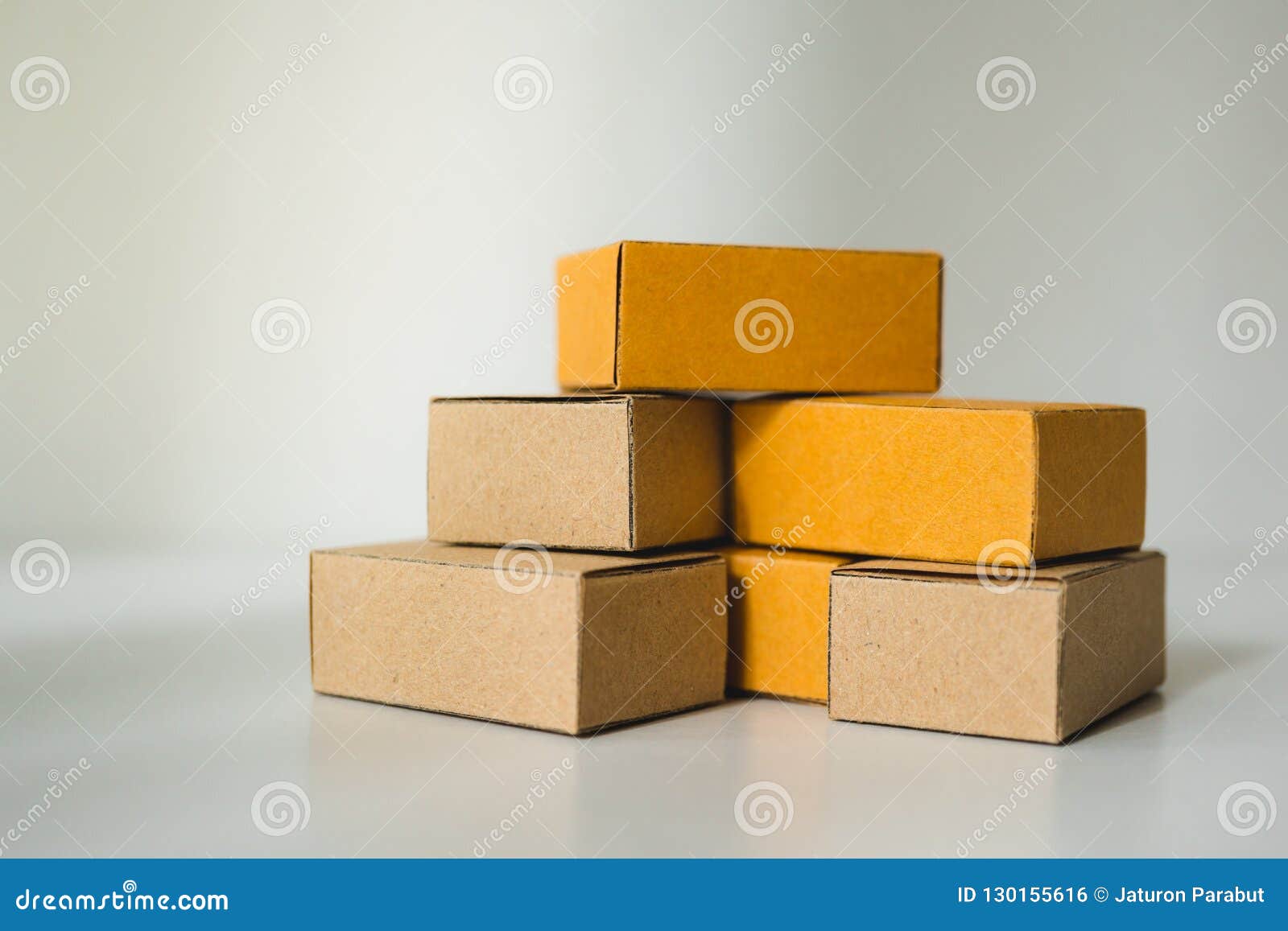 Closeup Stack Cardboard Boxes Using As Shipping and Logistics Co Stock ...