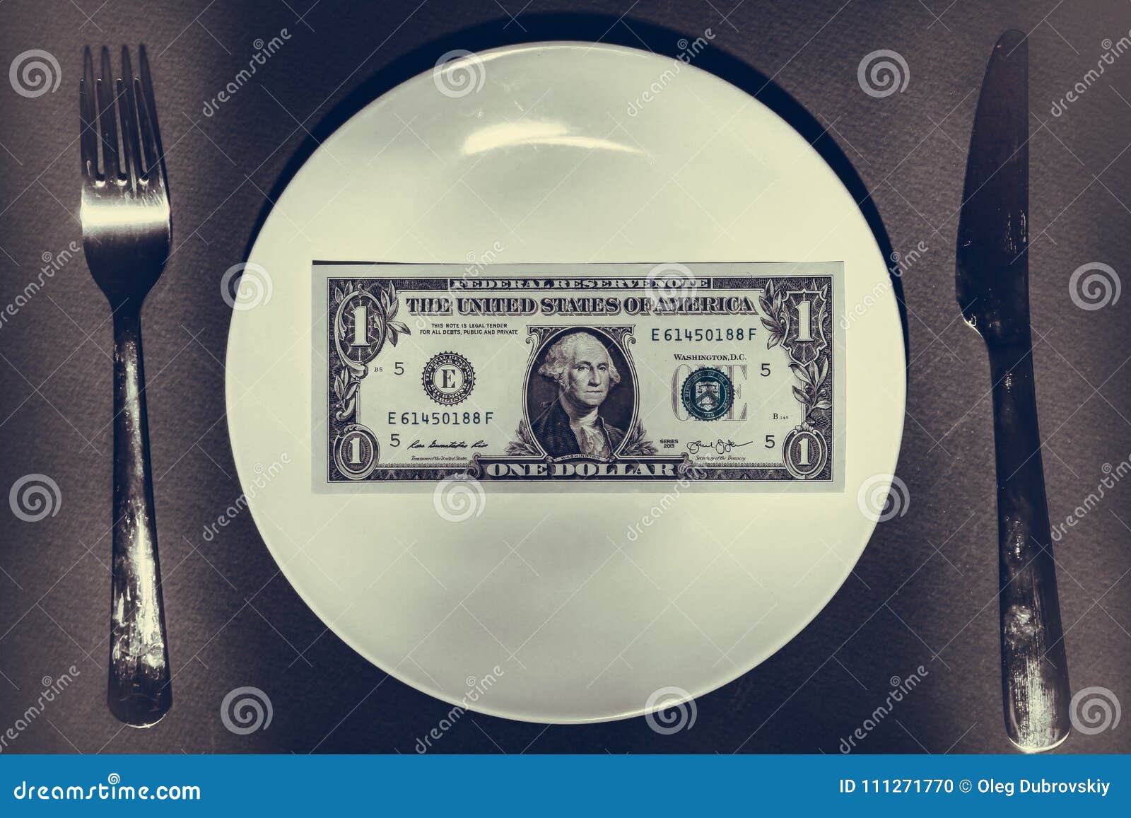 Closeup of Stack of Cash on White Plate with Silverware Stock Photo ...