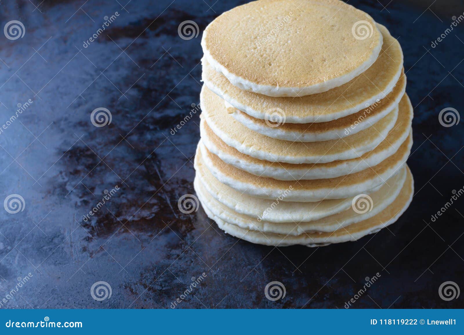 Stack of Plain Pancakes on Dark Background Stock Photo - Image of ...