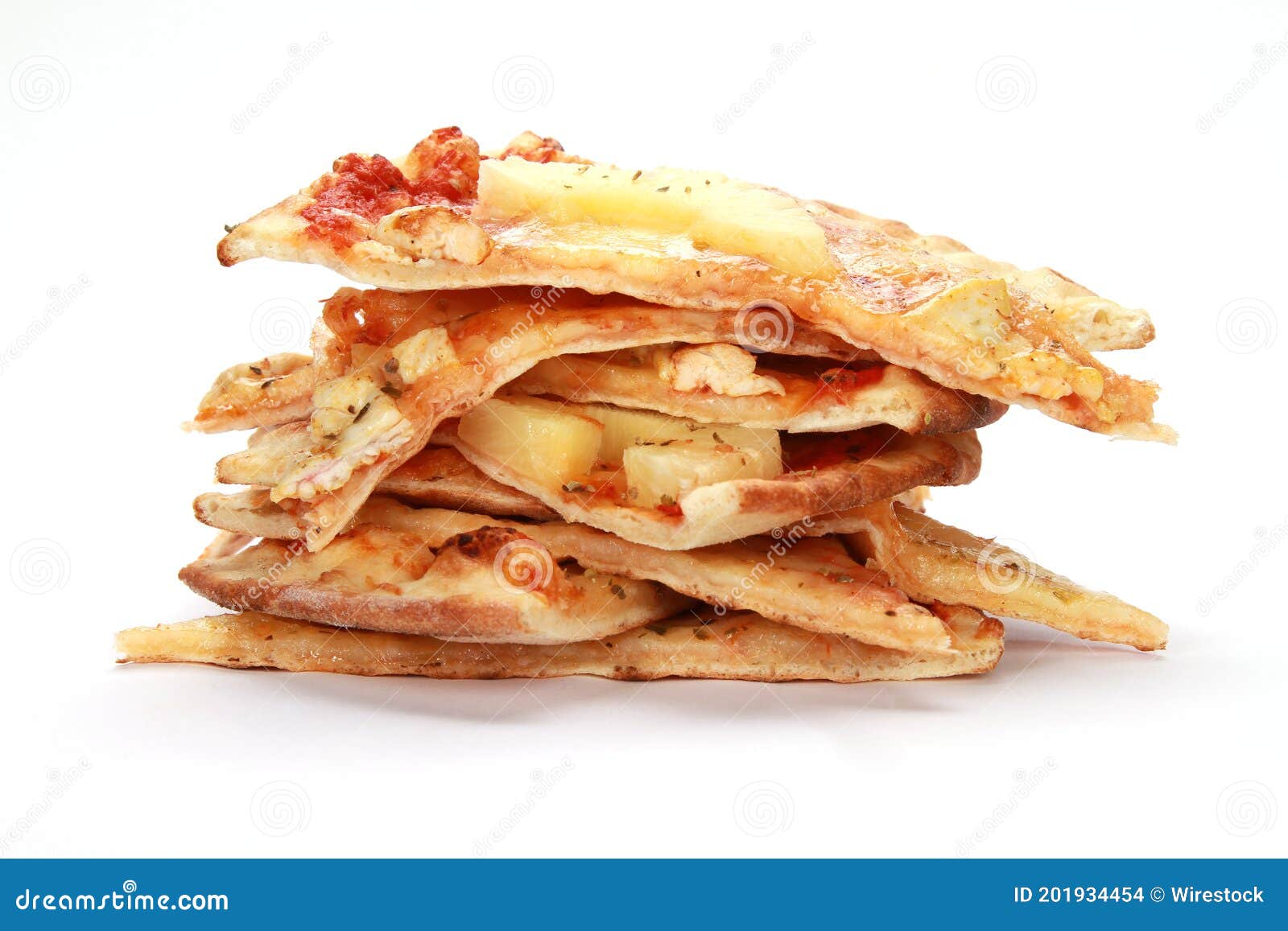 Closeup of a Stack of Pizza Slices Isolated on White Background Stock ...