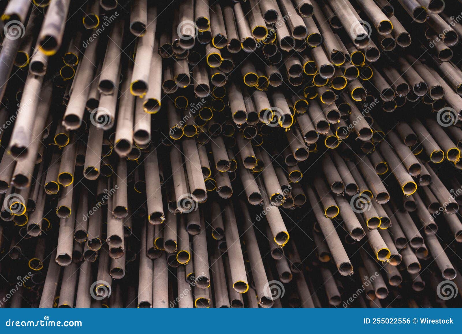 Closeup of a Stack of Steel Pipes Stock Photo - Image of pipeline ...