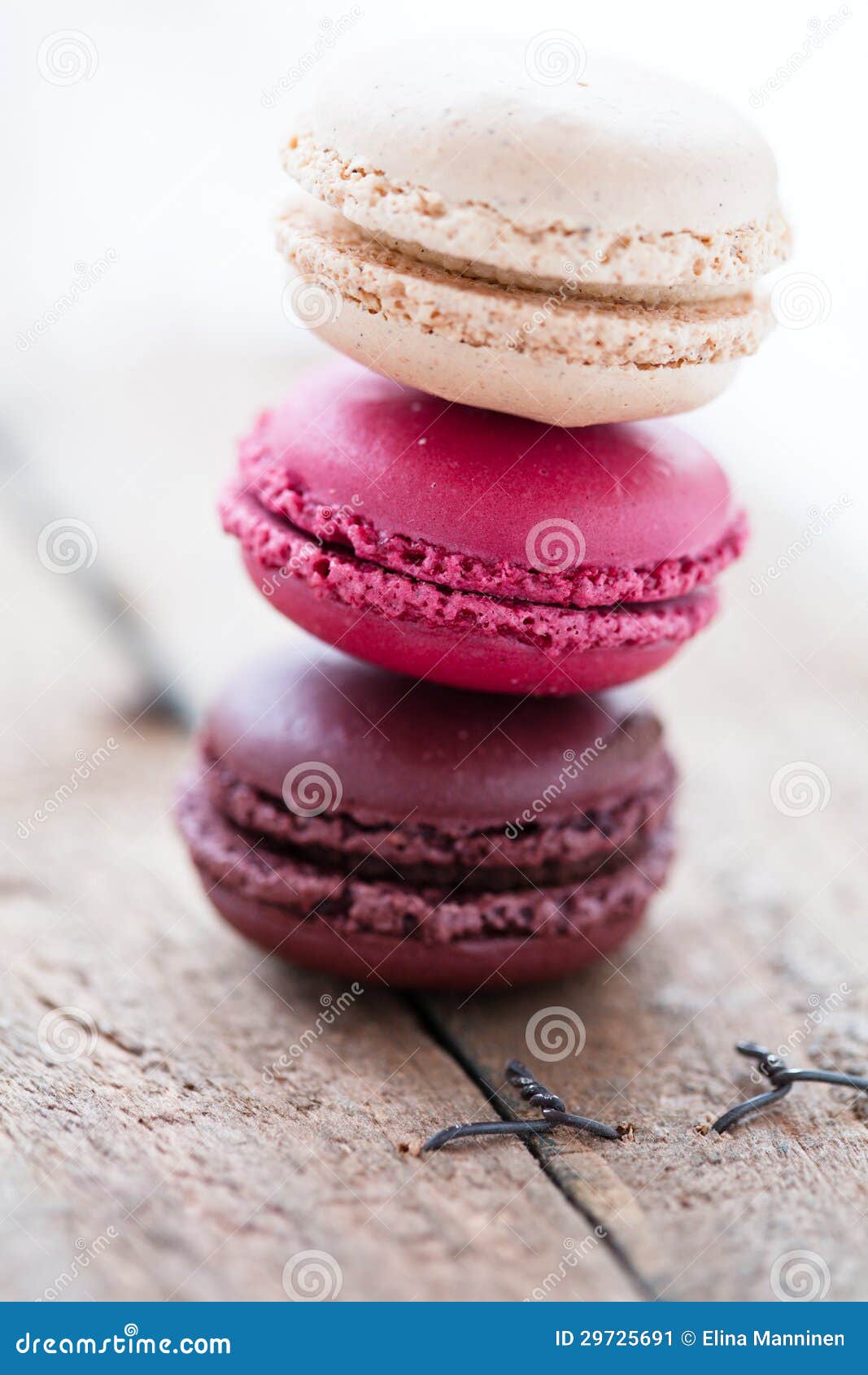 Macaroons on wooden table stock image. Image of chocolate - 29725691