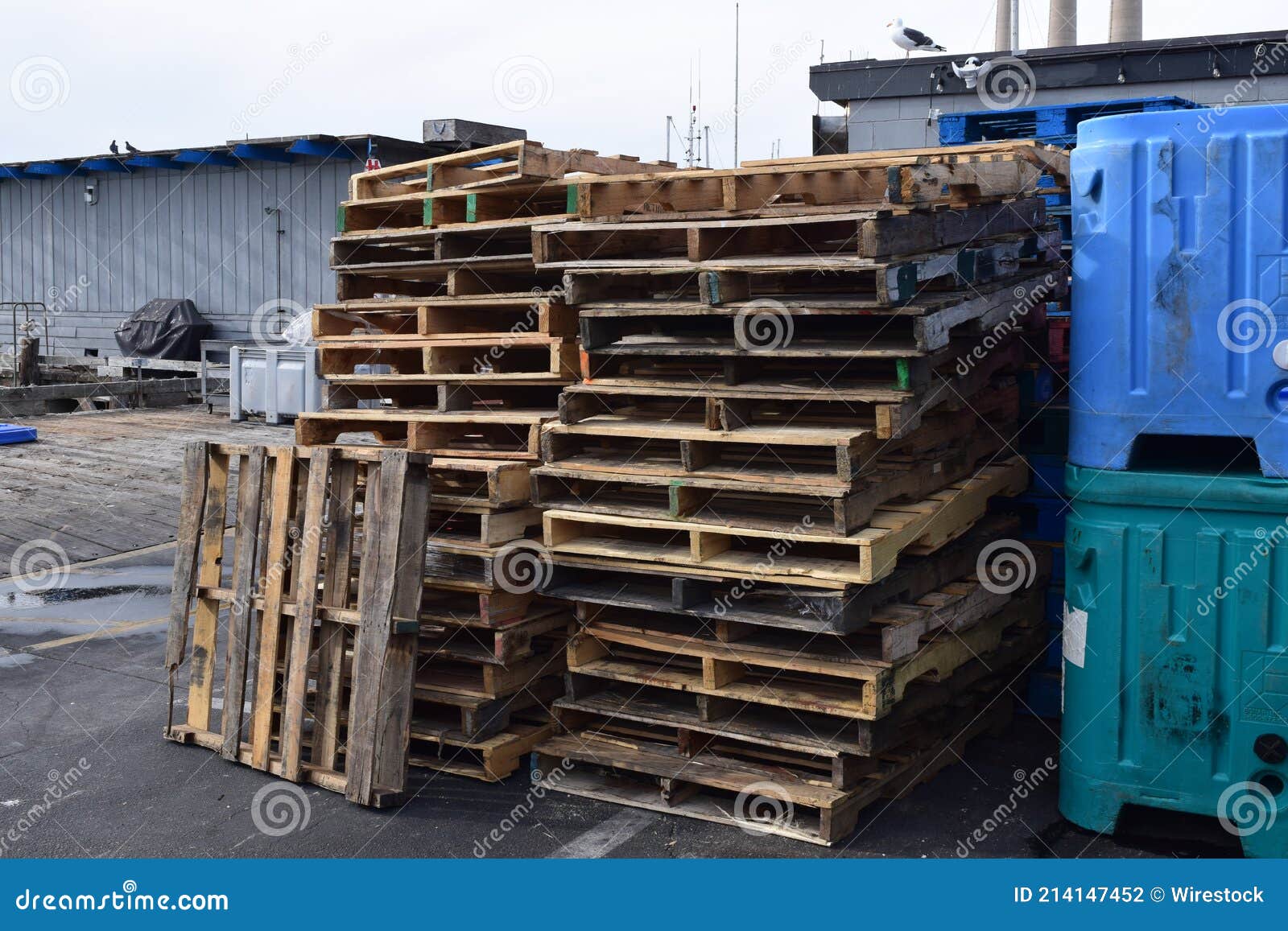 Closeup of Stacked Pallet Boards Outside on the Pier Stock Photo ...