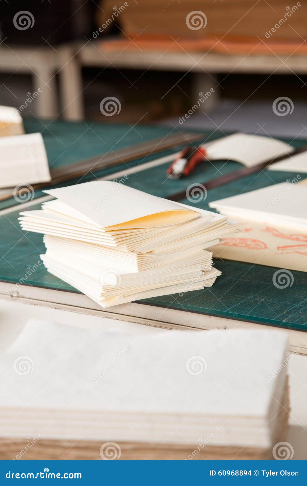Closeup of Stacked Papers on Table Stock Photo - Image of preparation ...