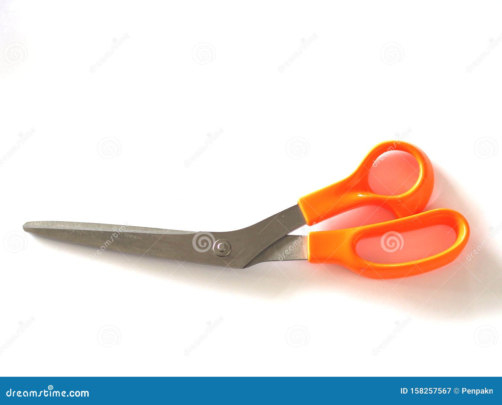Stainless Steel Scissors Handle is Made of Plastic Orange Color Stock ...