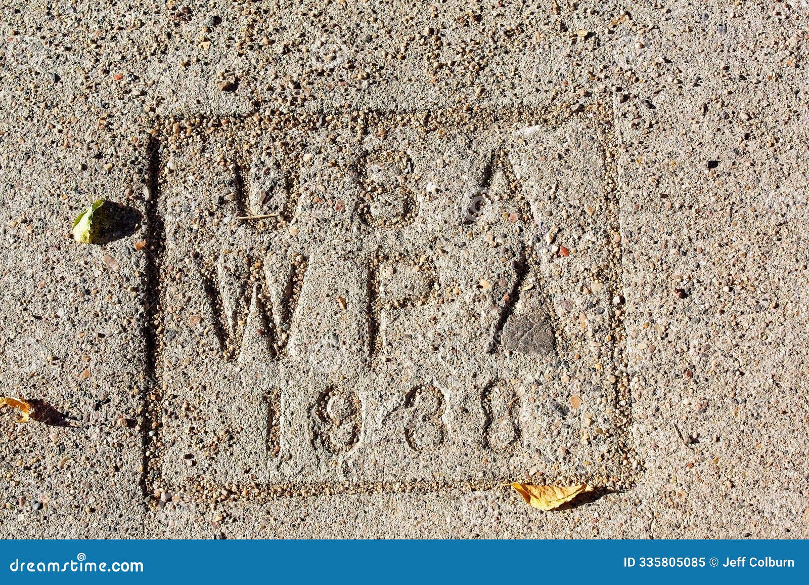 Closeup of a 1938 Stamp in Concrete for the WPA Program (Works Progress ...
