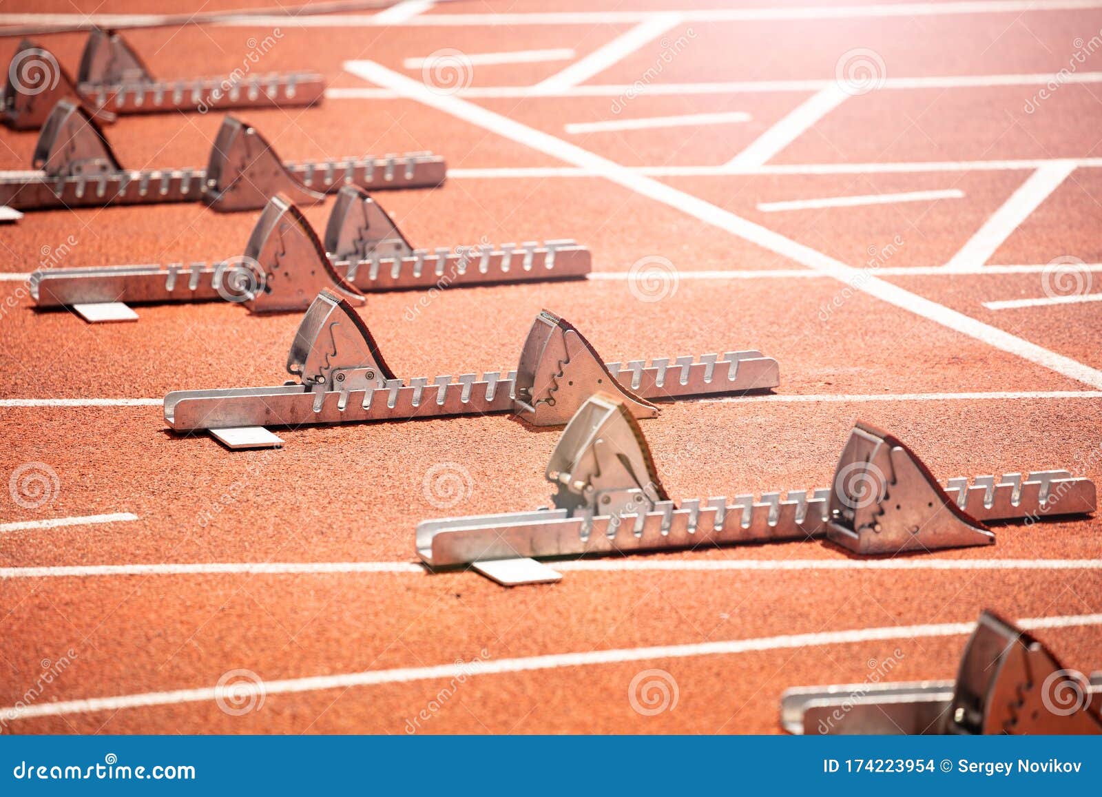 Closeup of Start Blocks for Sprint Running Track Stock Photo - Image of ...