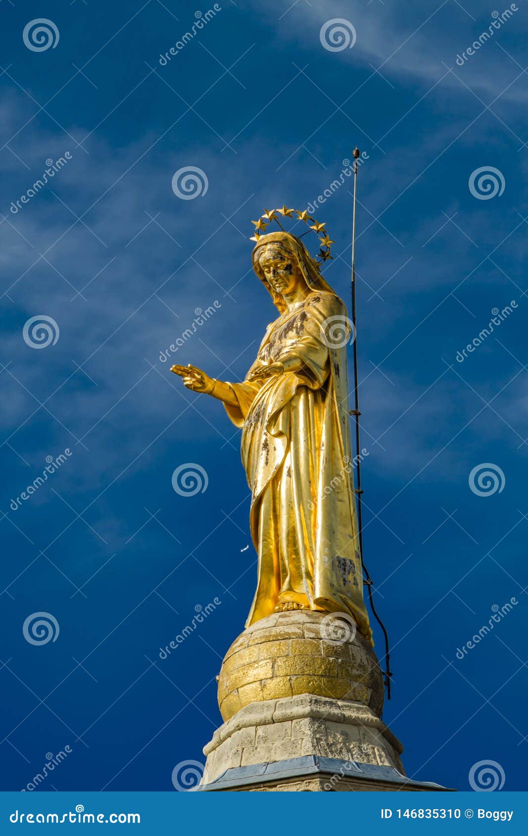 Gilded Statue Of Virgin Mary At Notre Dame Des Doms Cathedral In