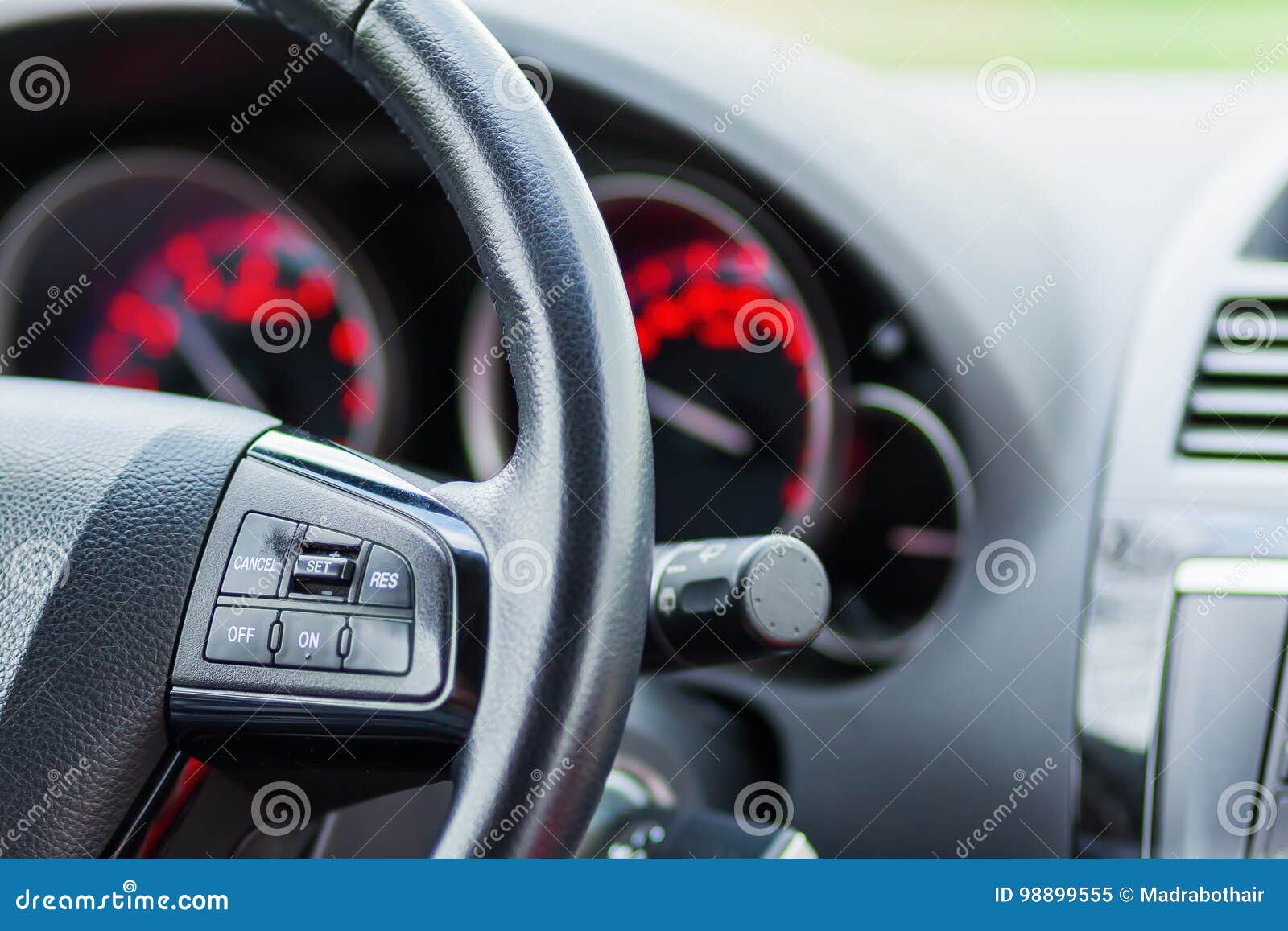 Closeup of a Steering Wheel and Dashboard of a Car Stock Image - Image ...