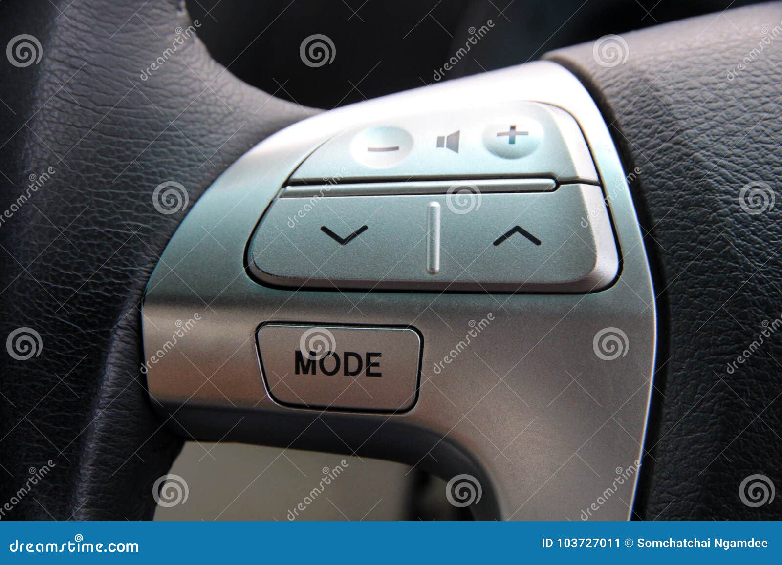 Closeup Steering Wheel Music Control Stock Image - Image of control ...
