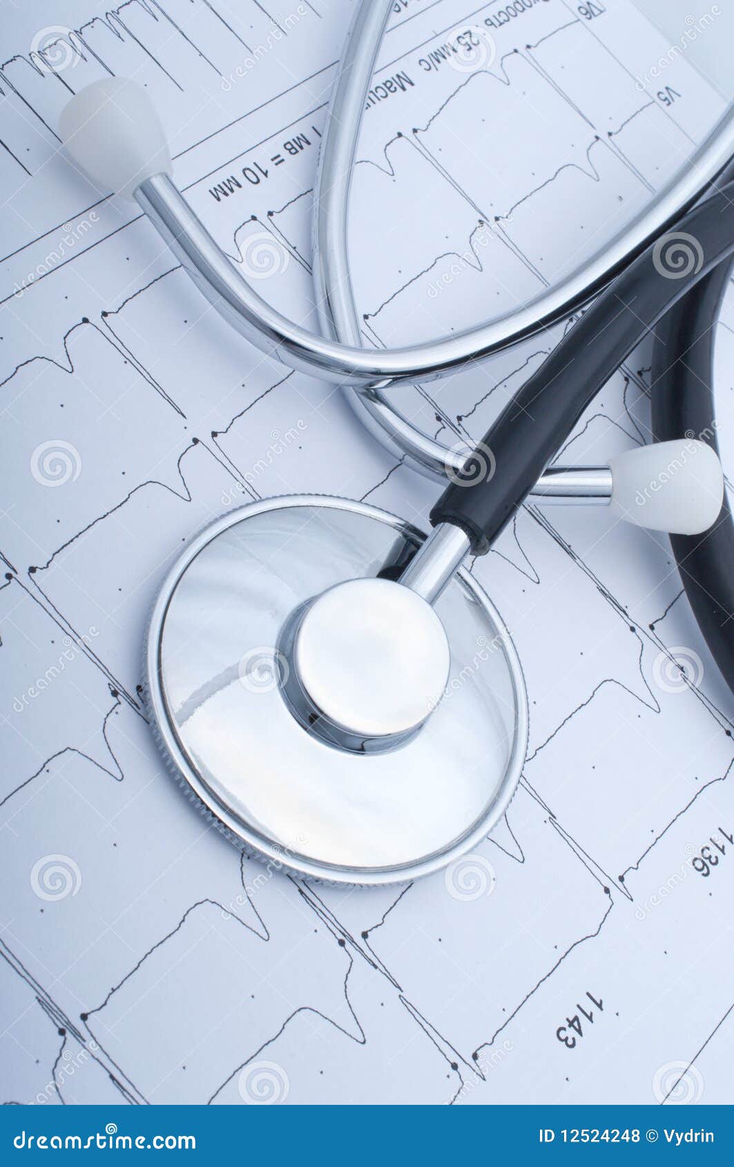 Closeup of a Stetoscope and Ecg Stock Photo - Image of heartbeat ...