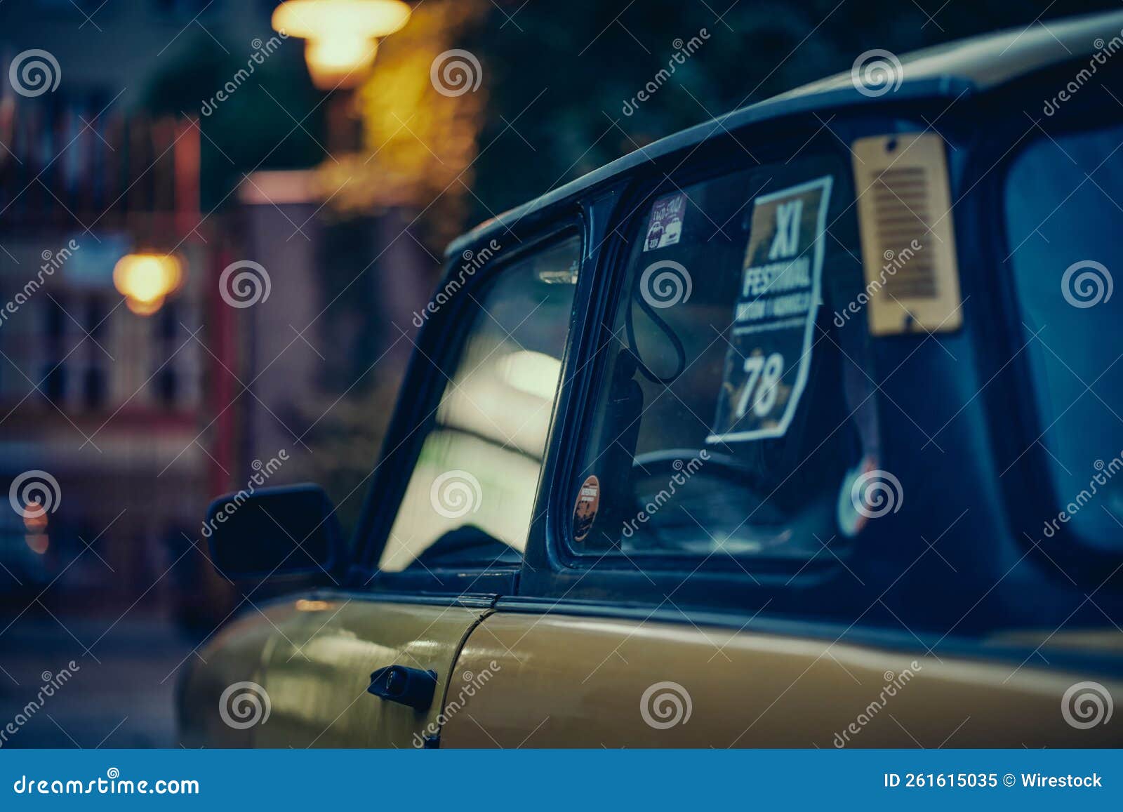 Closeup of Stickers on an Old Vintage Car Window Stock Image - Image of ...