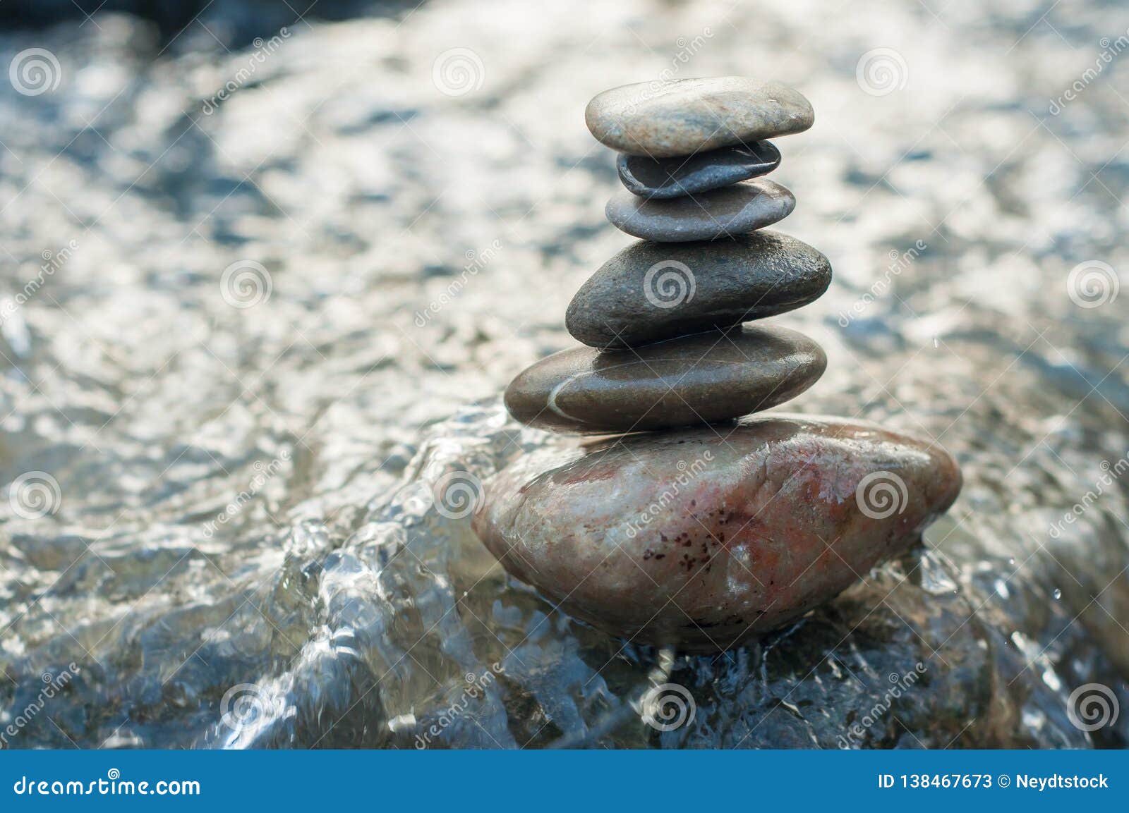 Stone Balance on Rock in the River Stock Image - Image of arrangement ...