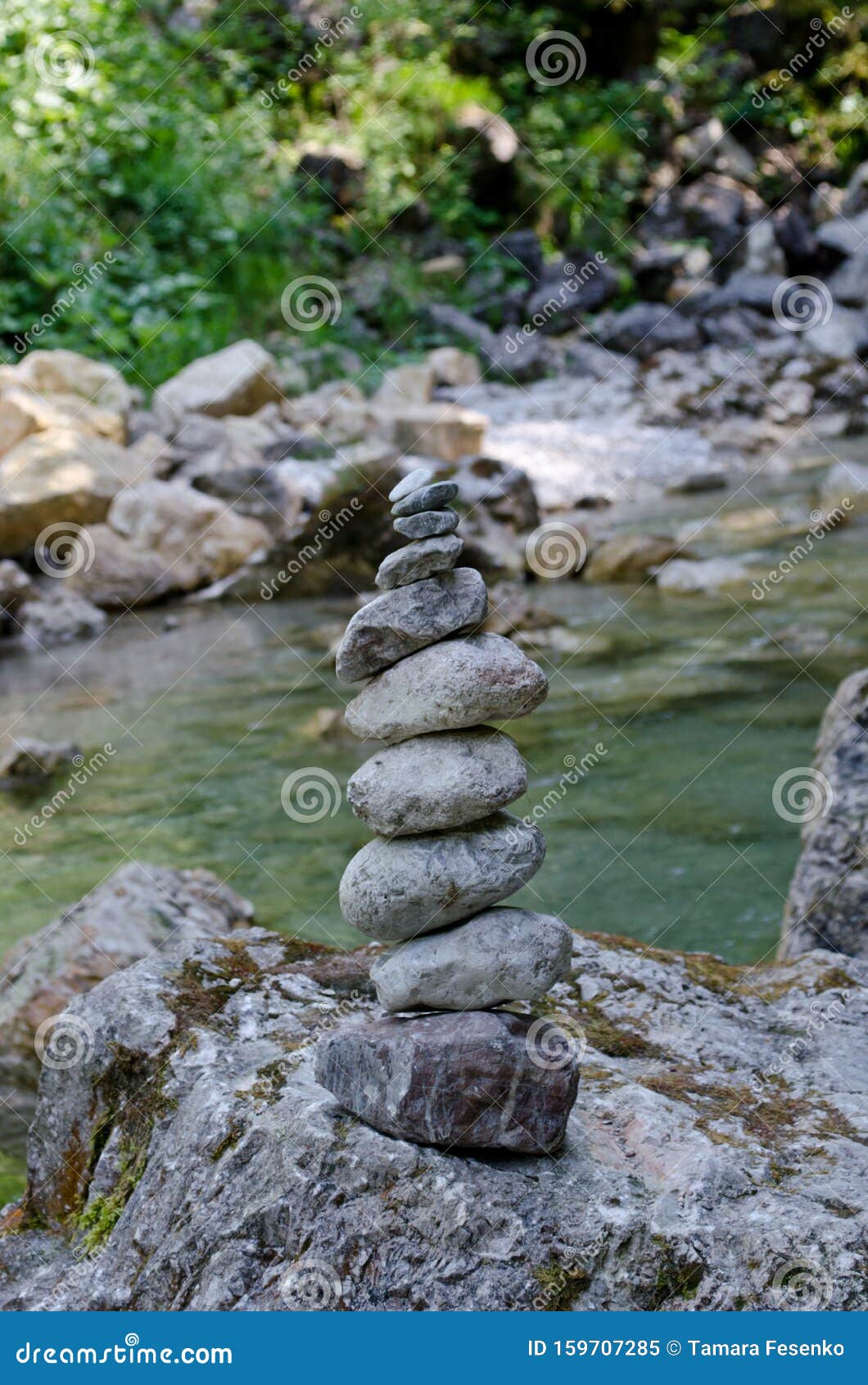 Stone Balance on Rock in the River Stock Image - Image of natural ...