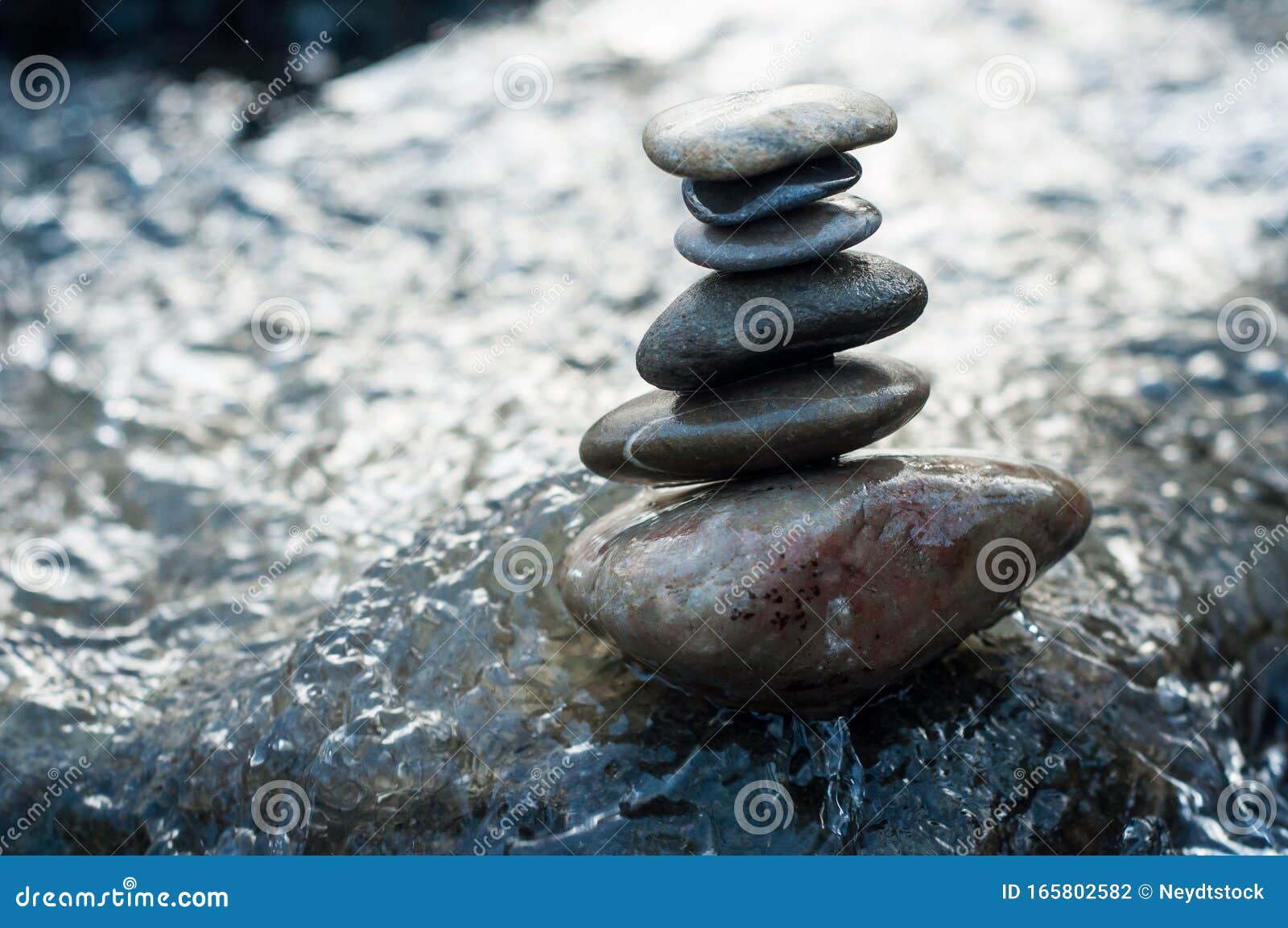Stone Balance on Rocks in the River Stock Photo - Image of relax ...