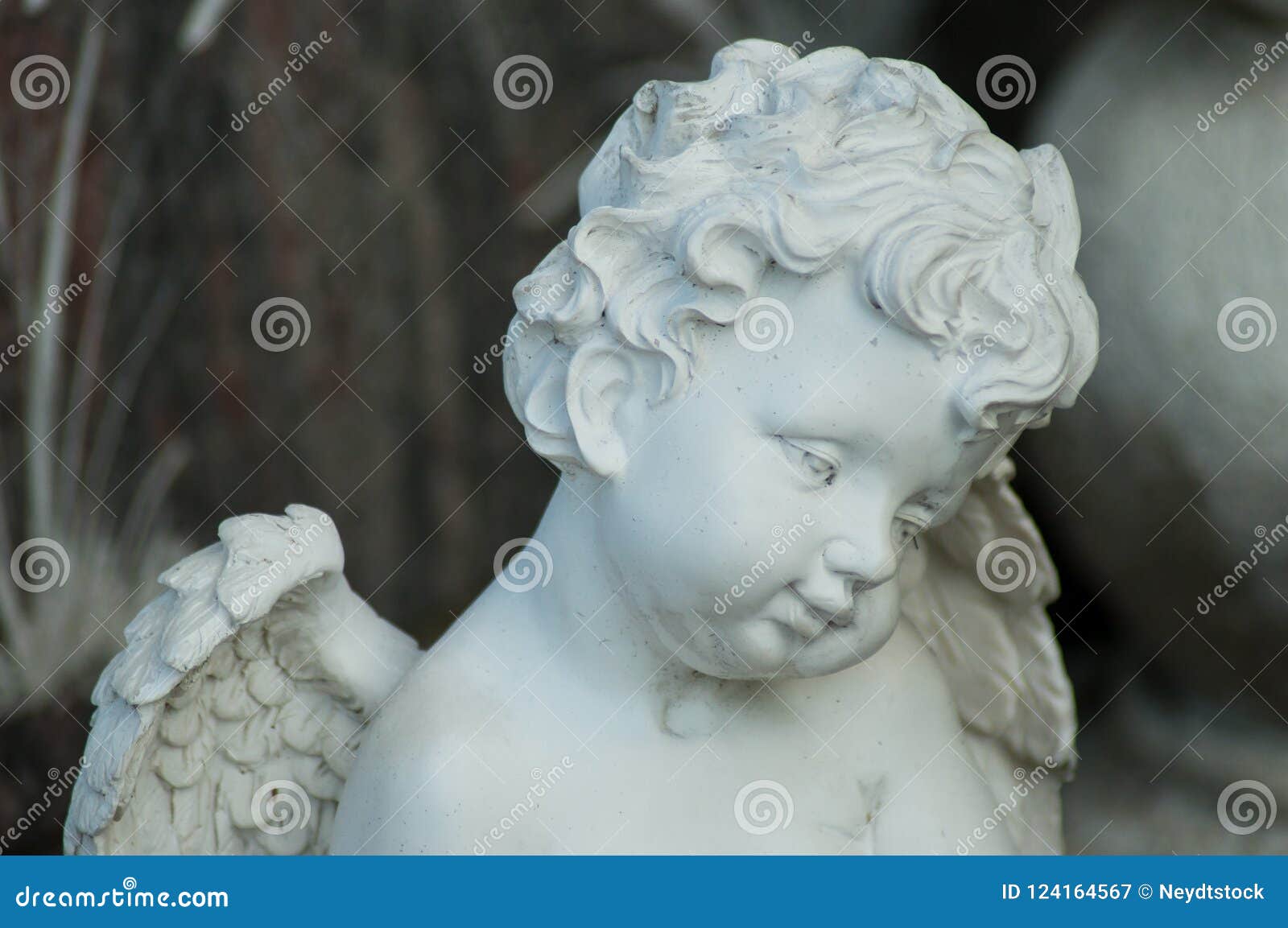 Stoned Angel on Tomb in Cemetery Stock Image - Image of funeral ...