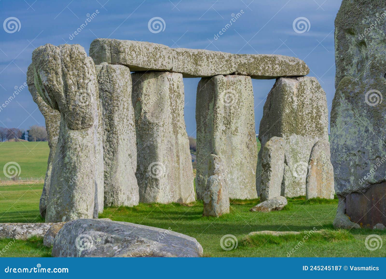 Closeup Of Stonehenge Standing Stones With Three Lintels Across Four ...