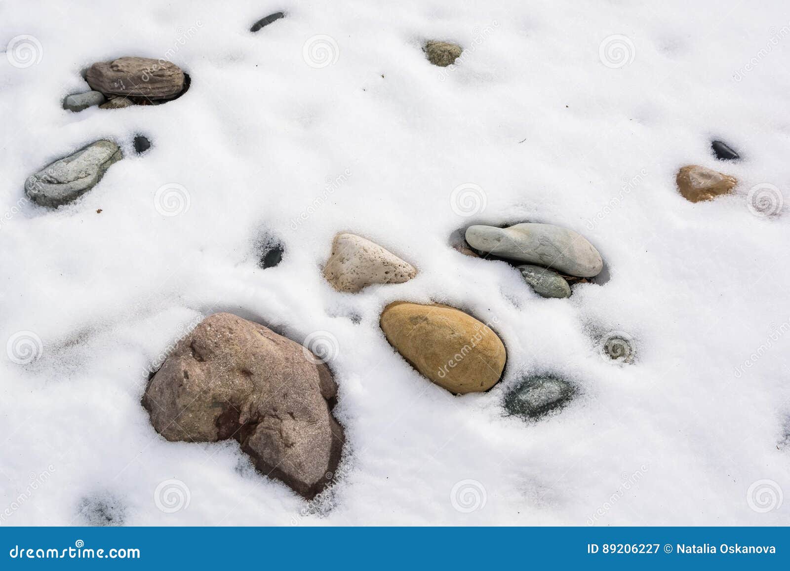 Closeup Stones with Snow and Ice in Nature Pattern Stock Image - Image ...
