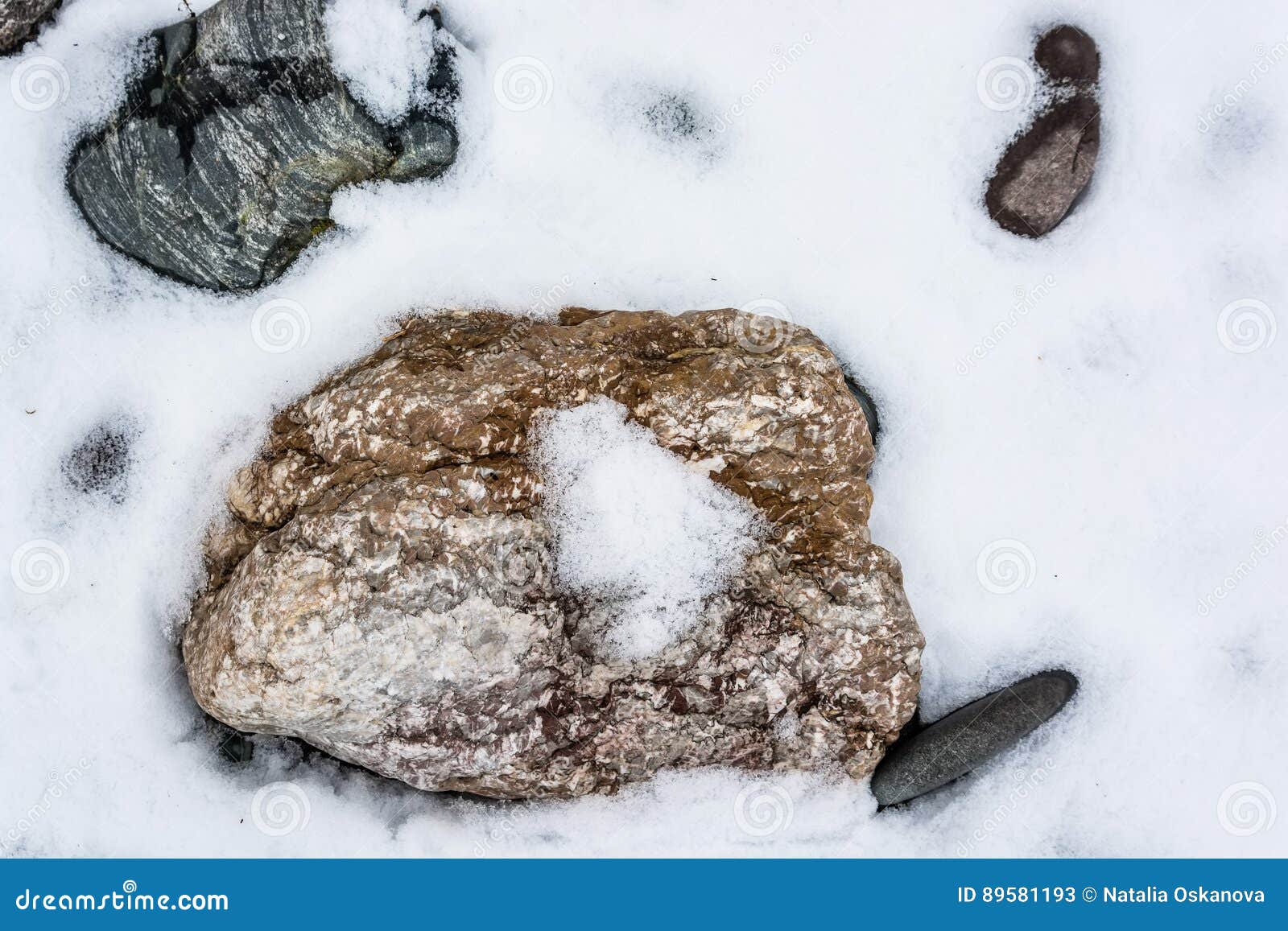 Closeup Stones with Snow and Ice in Nature Pattern Stock Image - Image ...