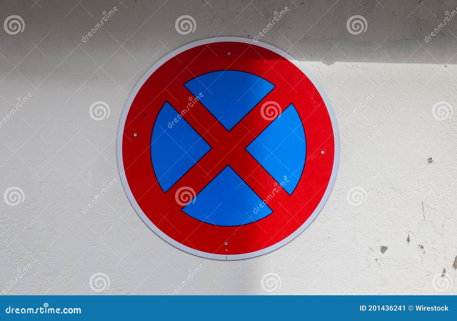Closeup of a Stop Prohibited Traffic Sign on a White Wall Stock Image ...