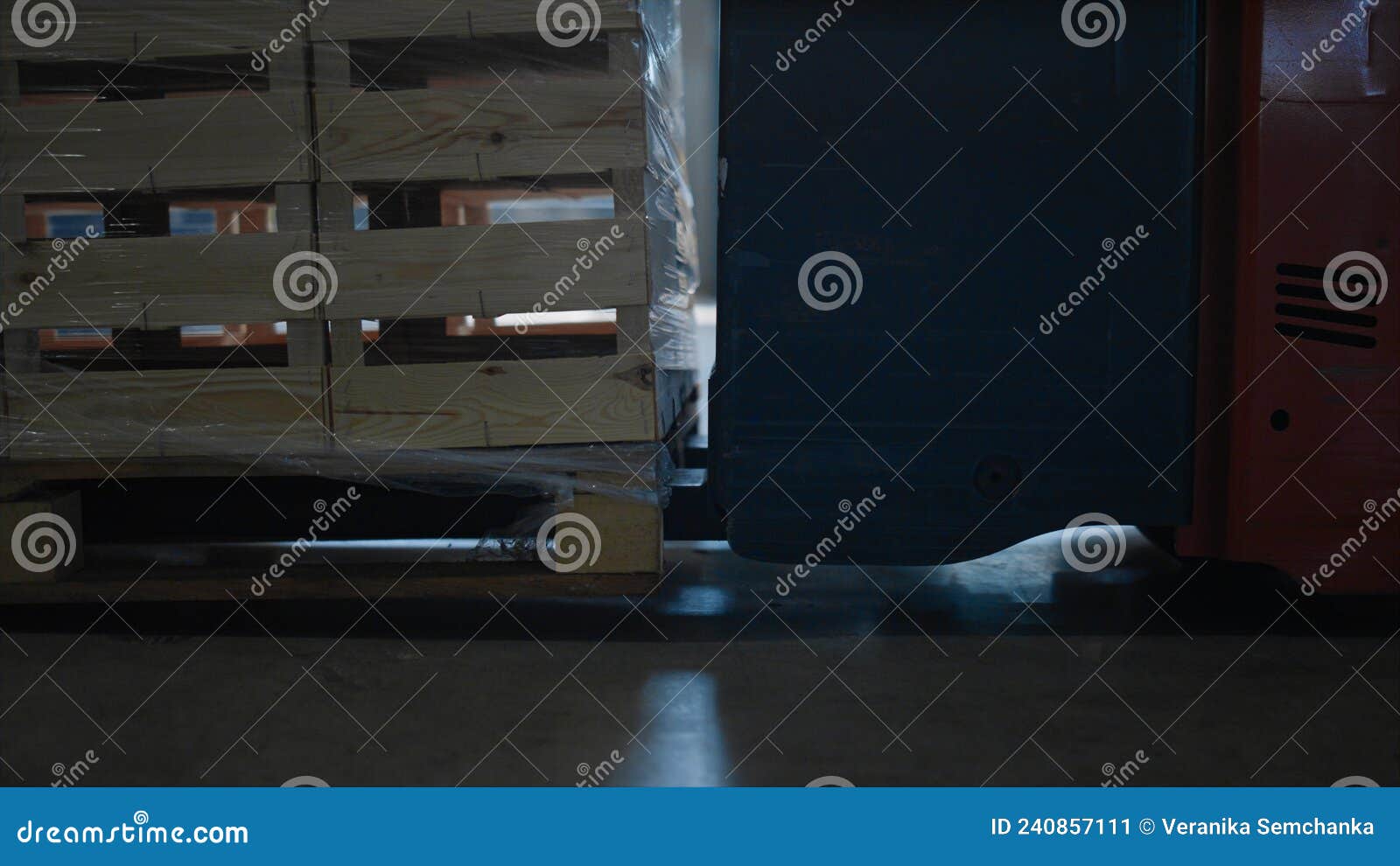 Closeup Storehouse Loader Moving Delivery Export Package Crates Sorting ...