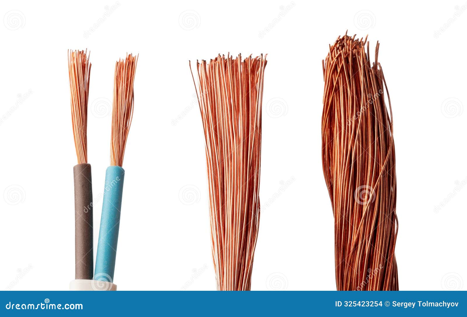 Closeup of Stranded Copper Wire Types Isolated on White Background ...