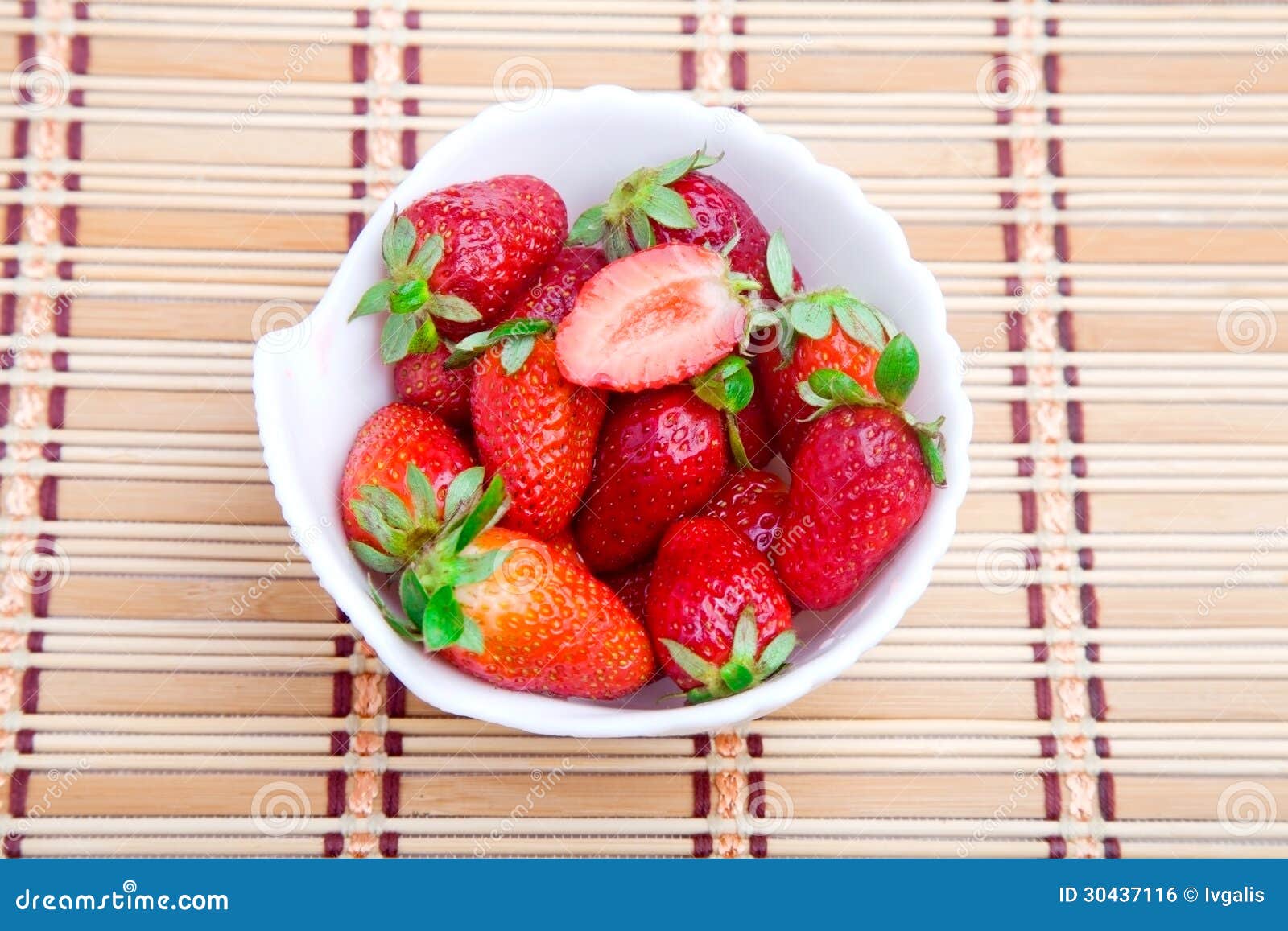 Closeup on Strawberry from Above Stock Photo - Image of eating, bowl ...
